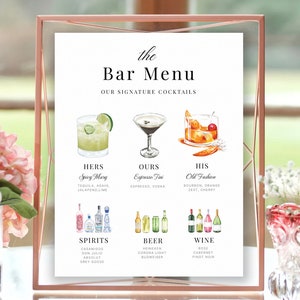 Bar Menu Template, Modern Editable Drink Menu Template, Minimalist ...