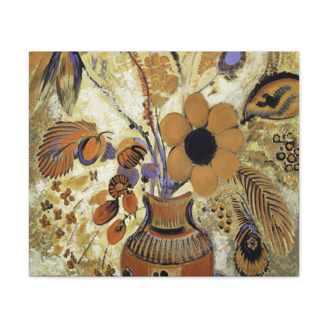 Wall Decor Earth Tone Colors by Famous Artist Redon; Vase Still Life ...