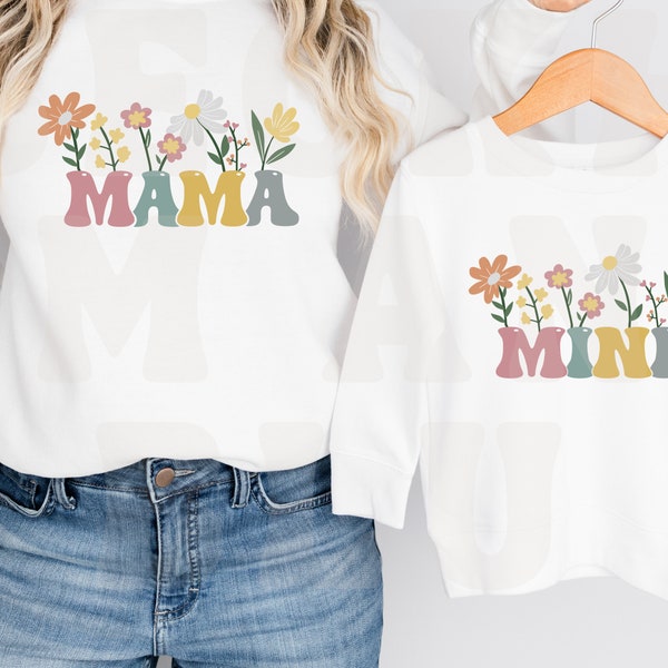Mama and Mini PNG Bundle, Retro Mama and Mini PNG Sublimation, Mama and ...