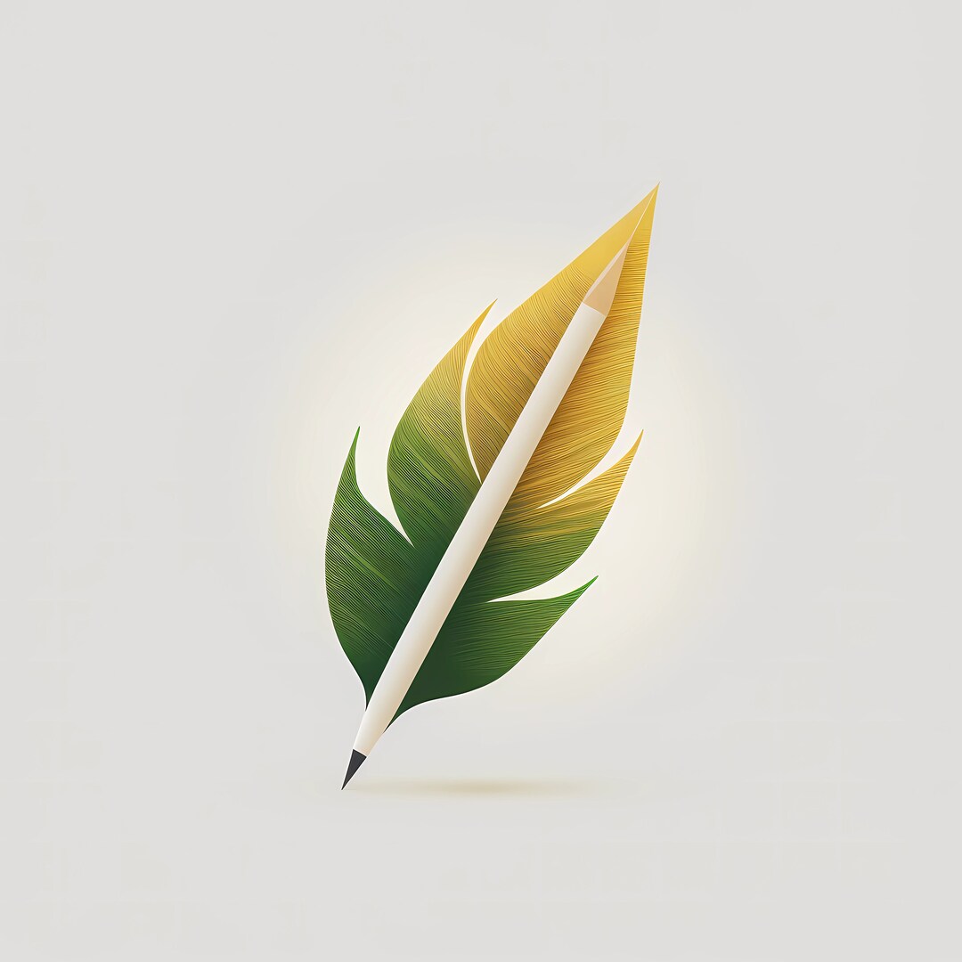Leaf Pencil Abstract Logo Digital Download - Etsy