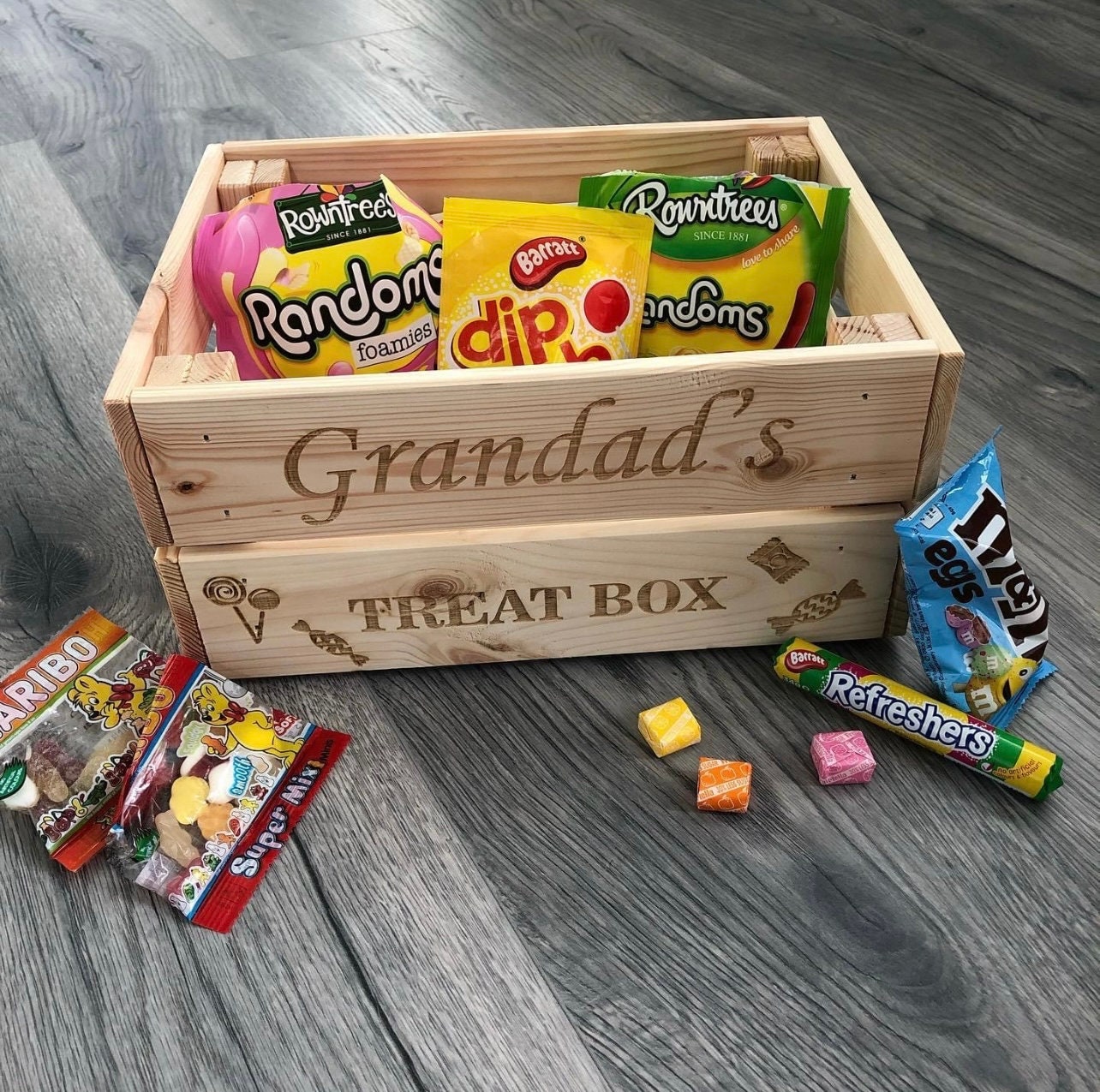 Personalised Sweet Candy Treat Engraved Crate - Etsy UK
