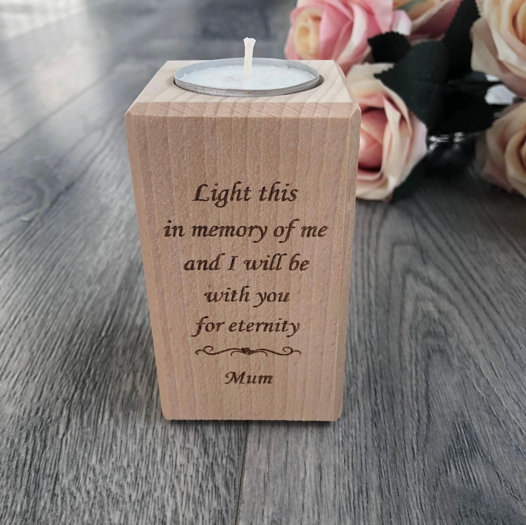 Personalised in Memory Tea Light Candle Holder Remembrance Wooden ...