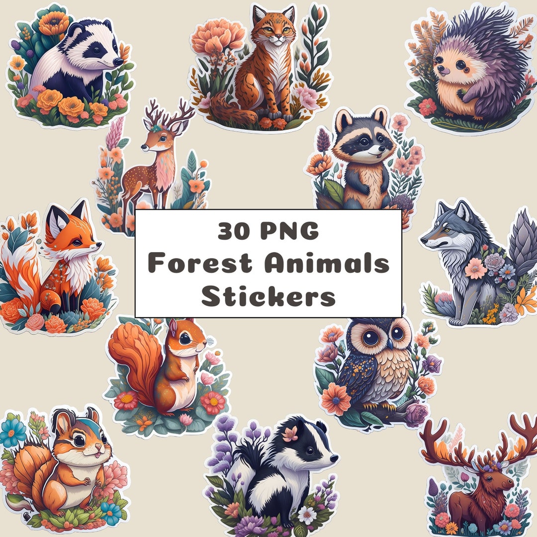 Cute Forest Animals Stickers, Transparent PNG, Adorable Animals ...
