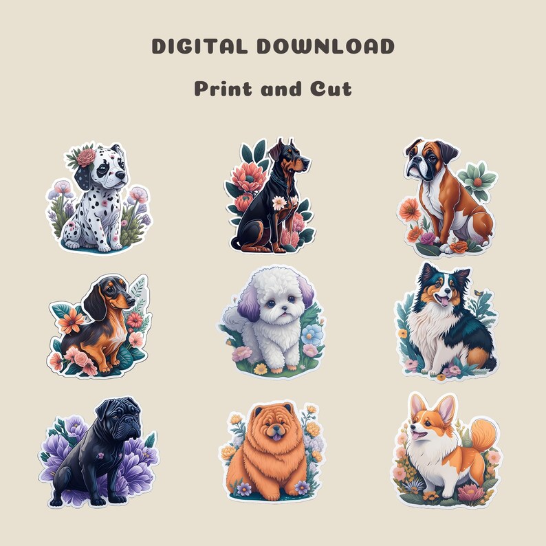 Cute Dog Breeds Stickers Transparent PNG Adorable Puppies - Etsy