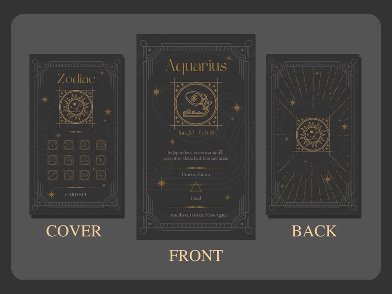 Editable and Printable Zodiac Signs Cards | Dark Theme Zodiac Cards ...