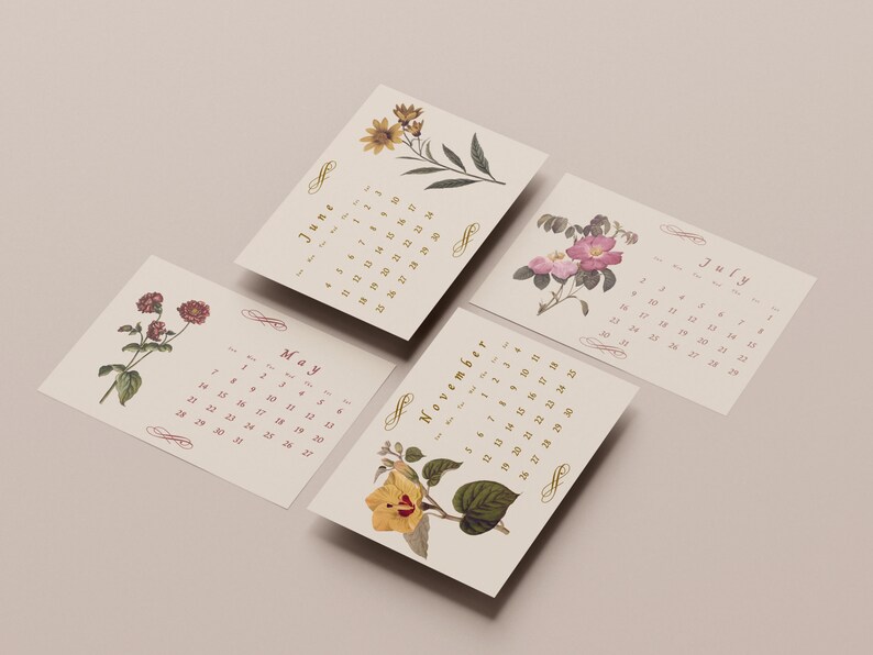 Canva 2023 Calendar, Floral Calendar, 2023 Digital Calendar, Editable ...