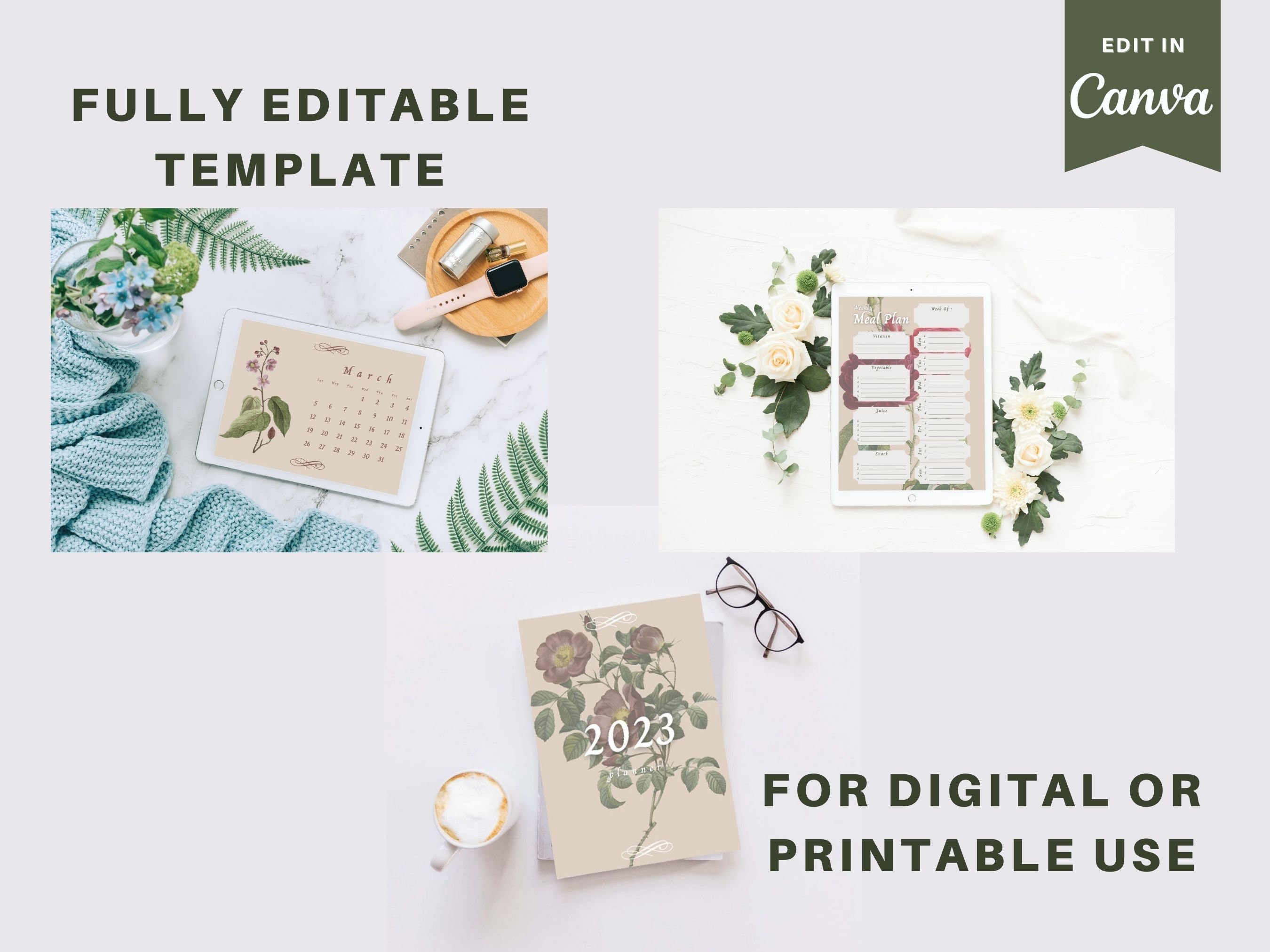 Editable Printable Planner, Canva Template, Daily Weekly Planner ...