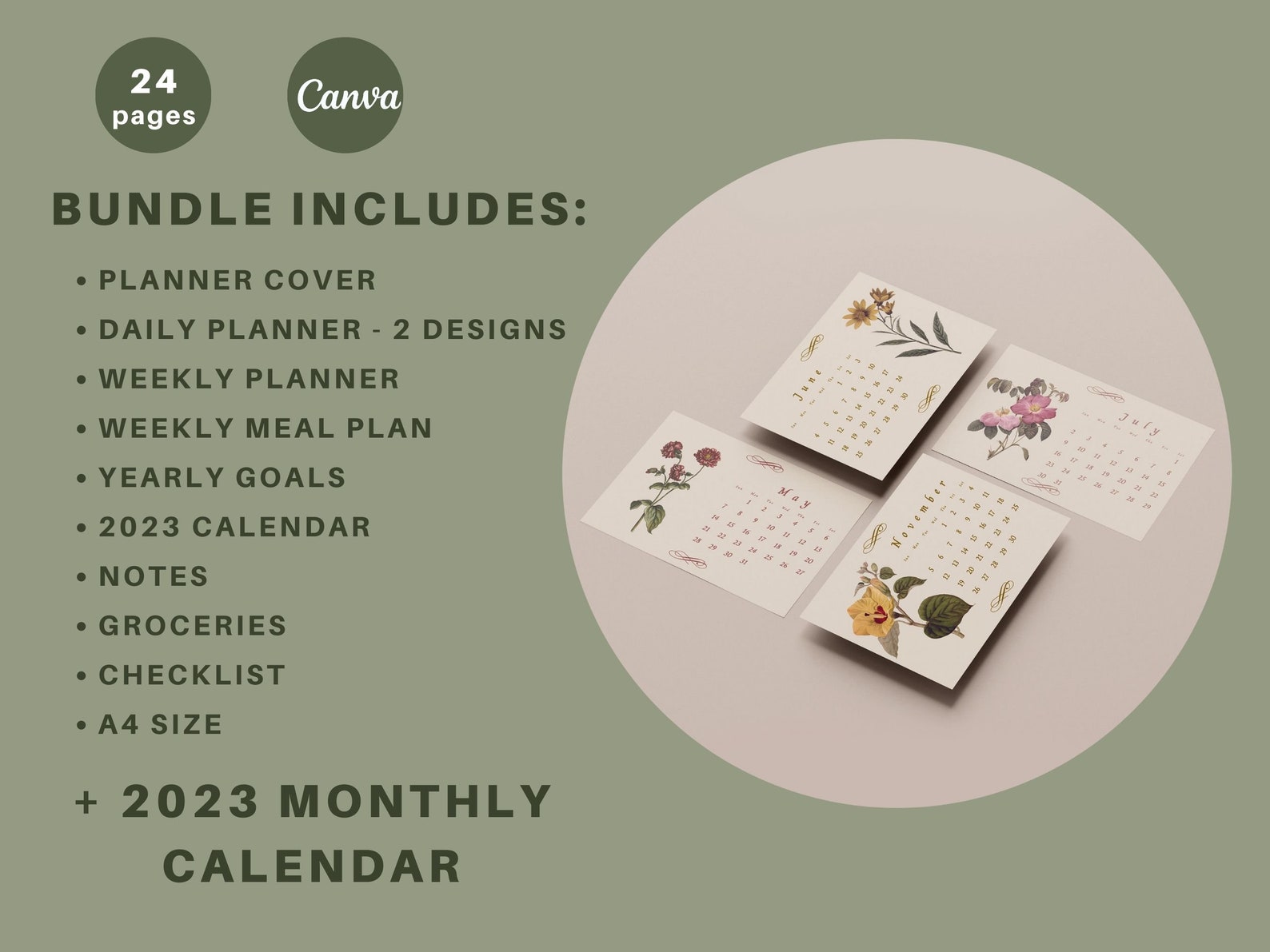 Editable Printable Planner, Canva Template, Daily Weekly Planner ...
