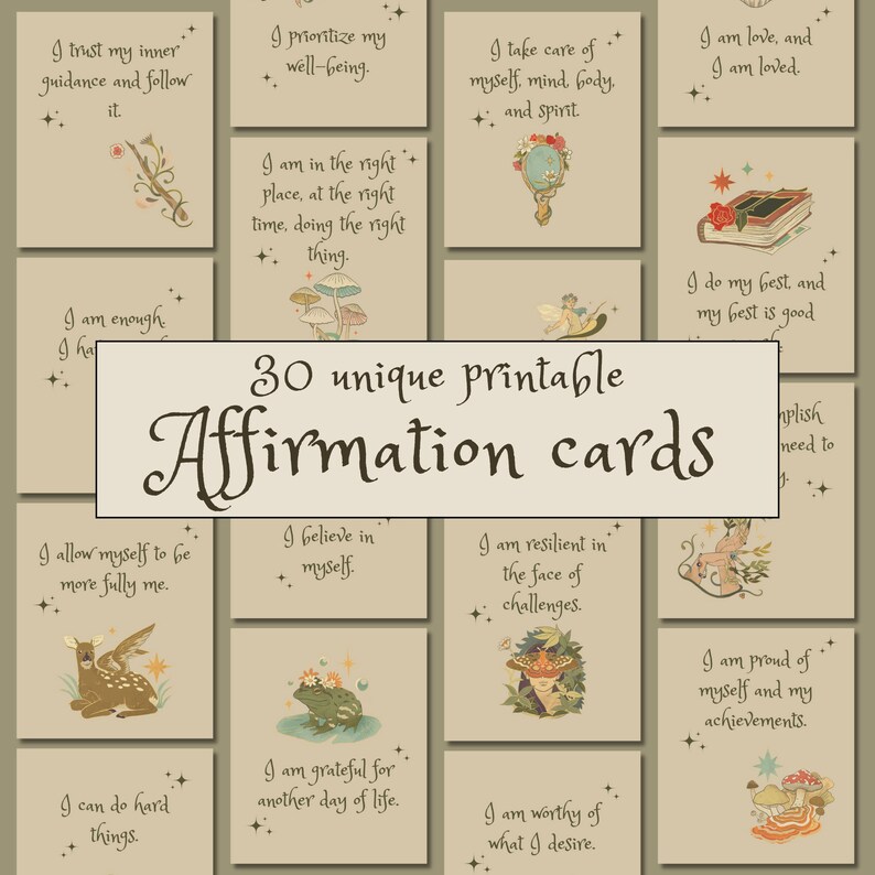 Positive Affirmation Cards, Printable Daily Affirmations, Self Care ...