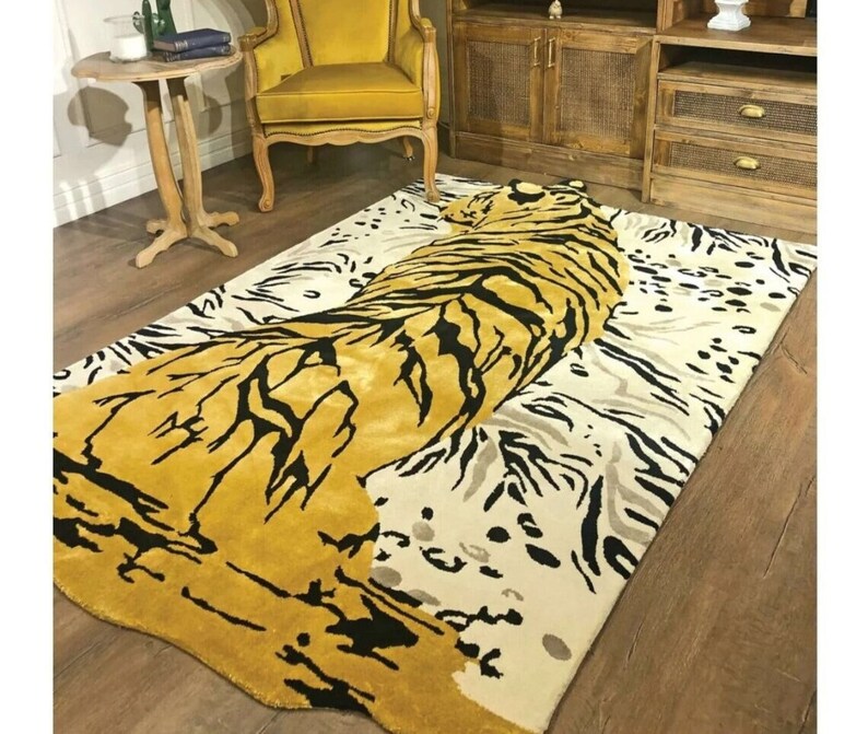Hand Tufted Tiger Rug Handicraft Decorative Rug Modern Classic - Etsy