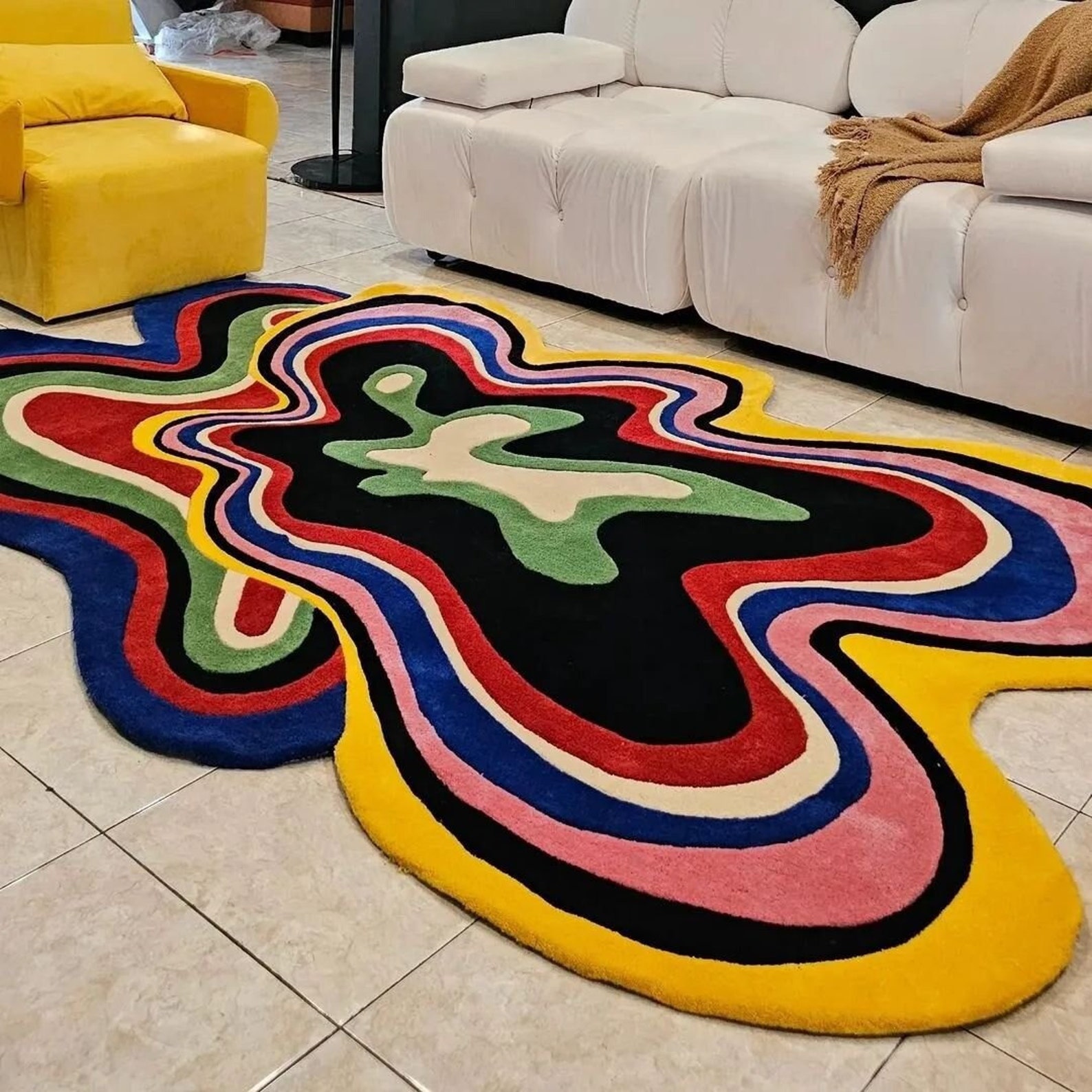 IRREGULAR Shape Rug Handmade Rug for Living Room and Bedroom Dining ...