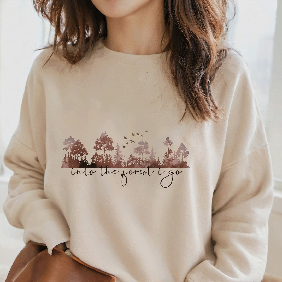 Forestcore Sweatshirt, Woodland Winter Fleece, Forest Treeline Sweater ...