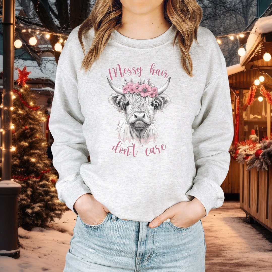 Highland Coo/ Cow Sweatshirt, Funny Hairy Cow Fleece, Cosy Cute Winter ...