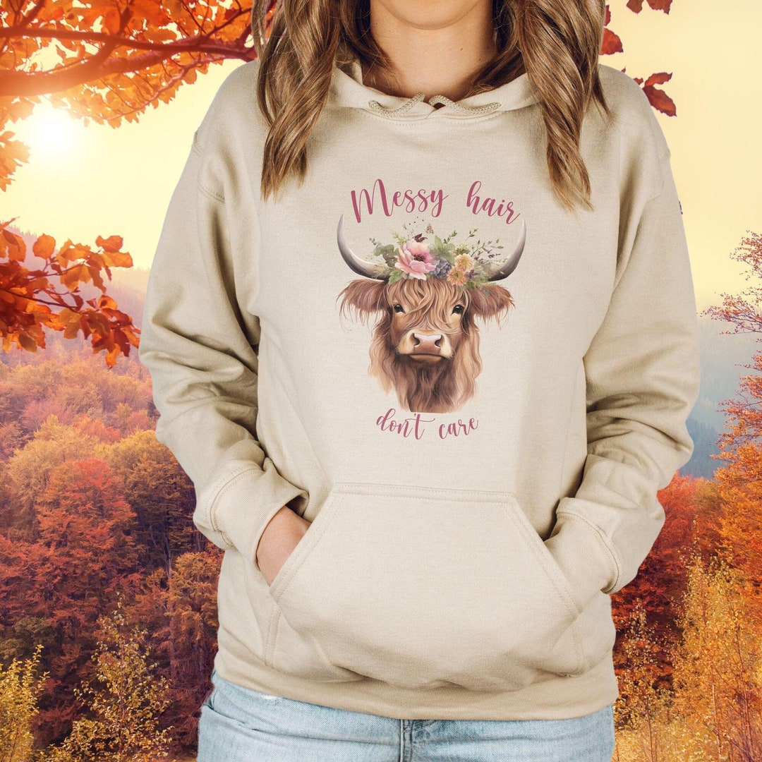 Funny Scottish Highland Cow Hoodie, Cheeky Hairy Coo Hooded Top, Gift ...