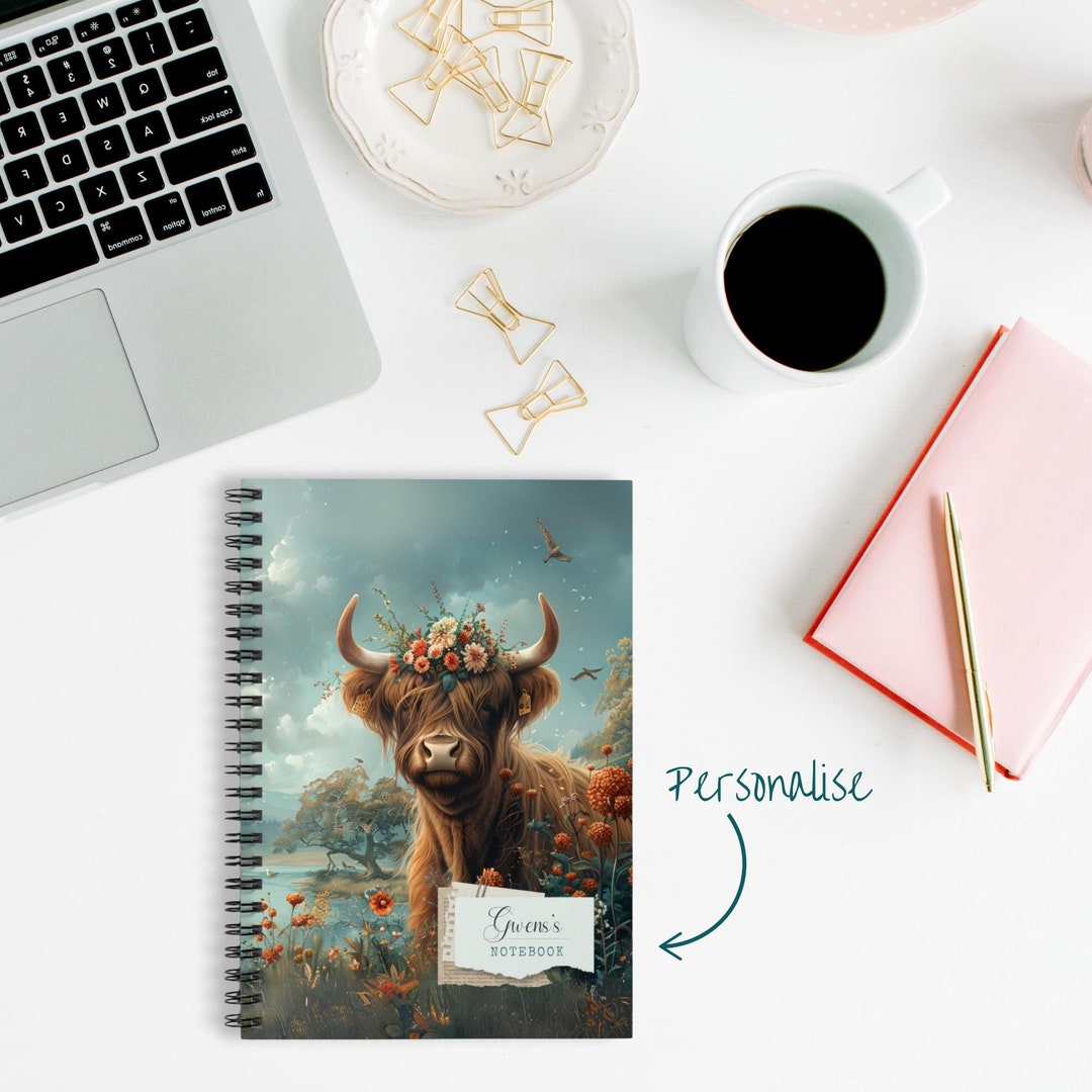 Personalised Highland Cow Notebook, Hairy Coo Journal, Magical ...