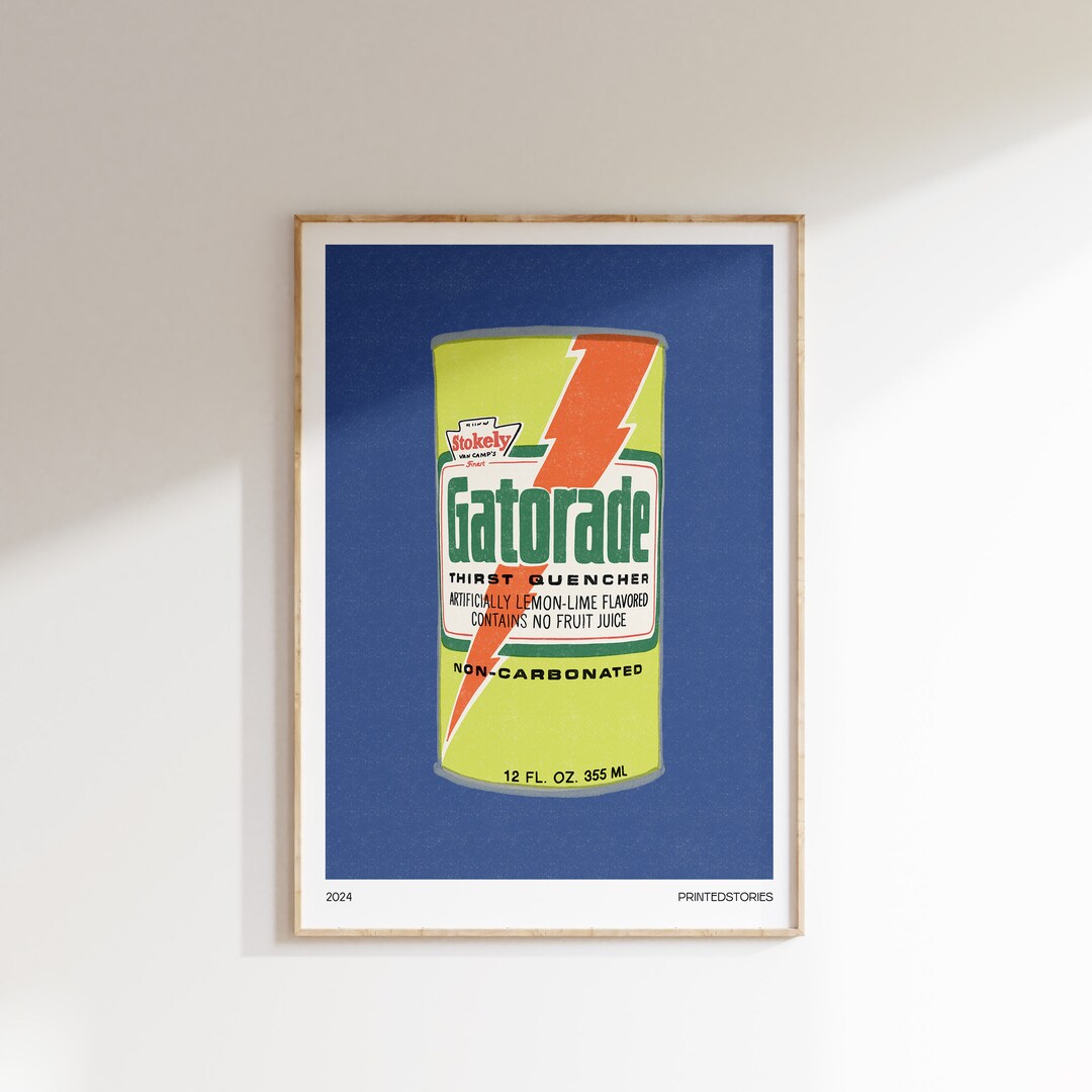 Gatorade Vintage Soda Can Poster • Retro Kitchen Wall Art Print • Sizes ...