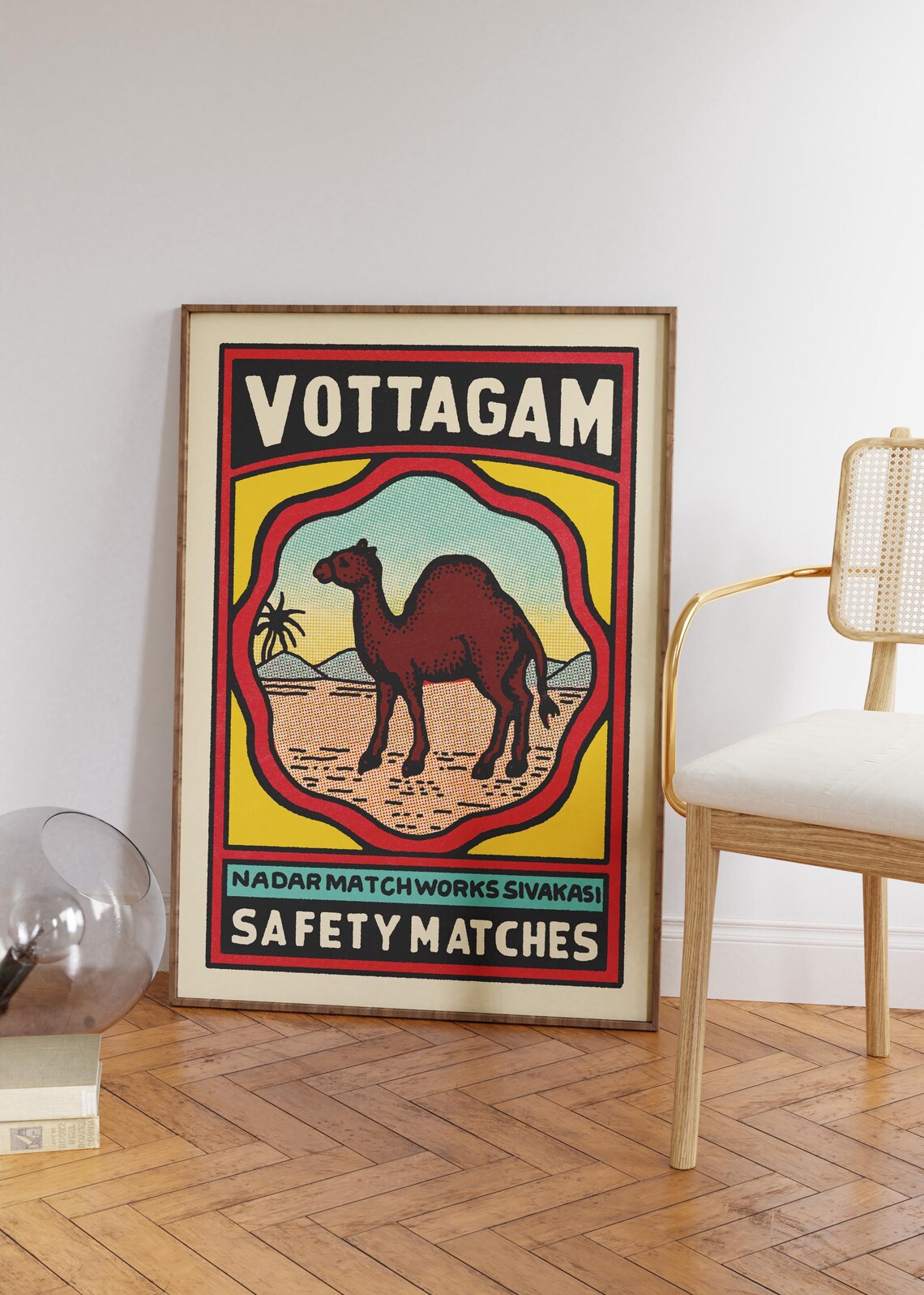 Retro Camel Matchbox Poster • Vintage India Art Print • Sizes 8x12 ...