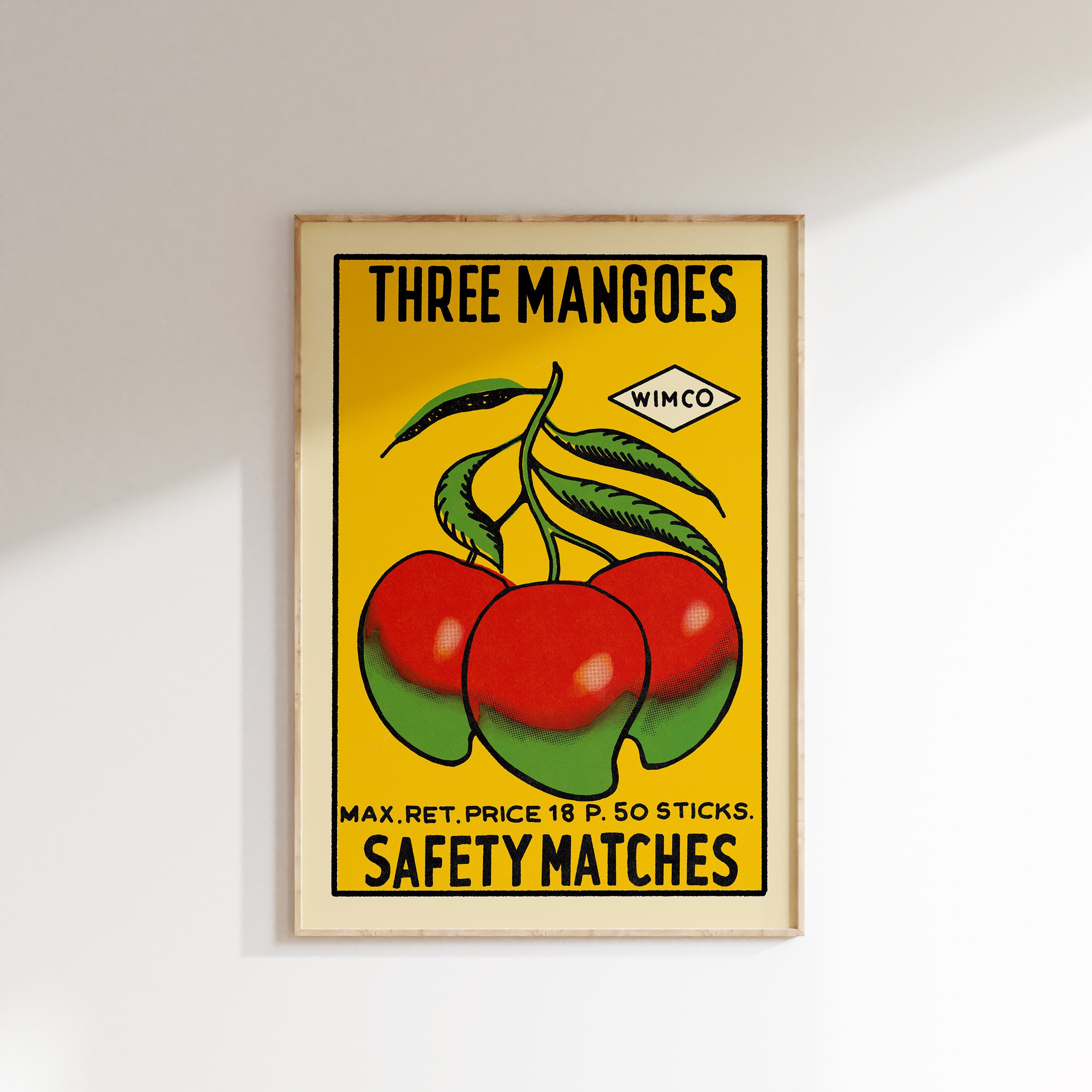 Retro Mangoes Matchbox Poster • Vintage India Art Print • Sizes 8x12 ...