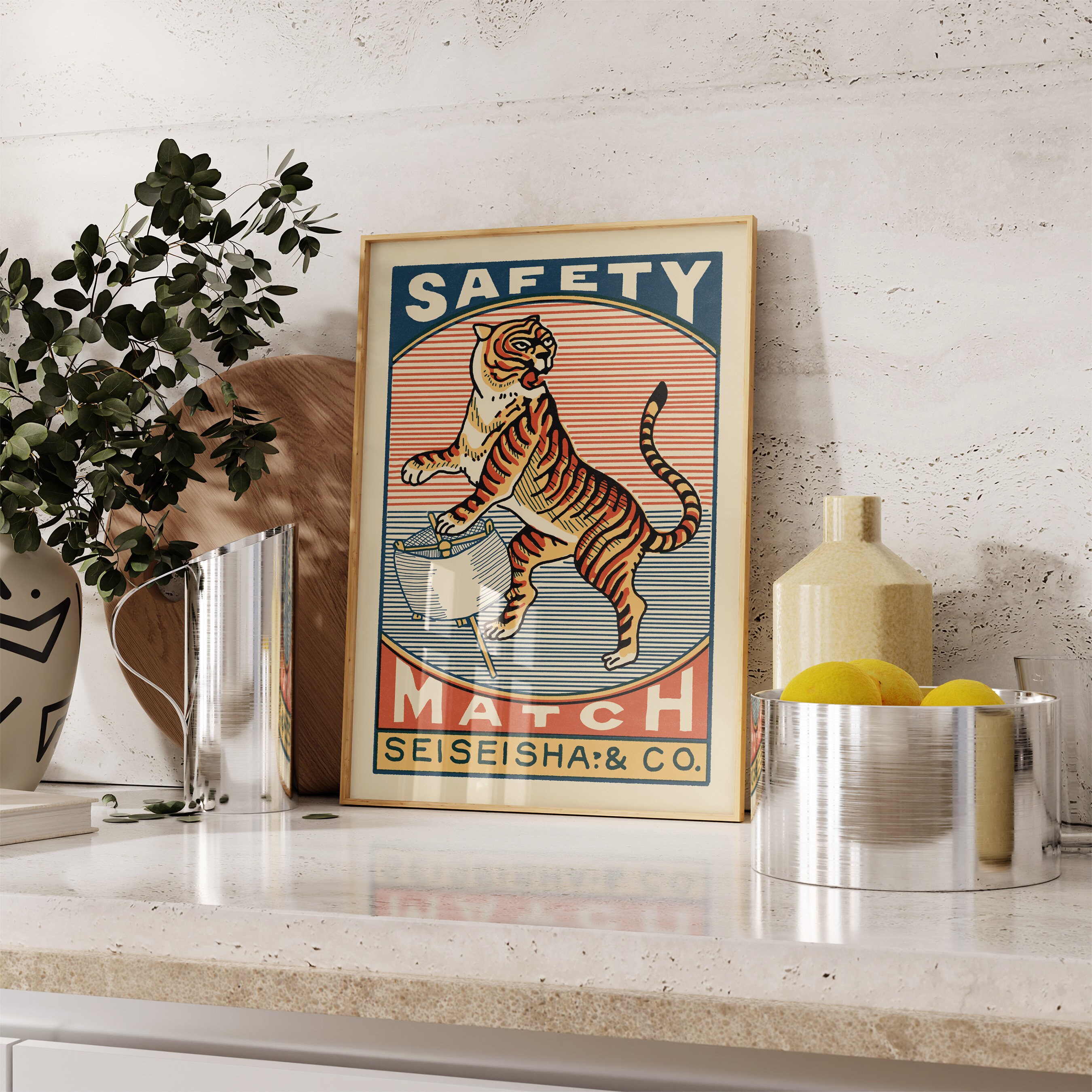 Retro Indian Matchbox Poster Tiger Vintage Matchbox Poster, Colorful ...