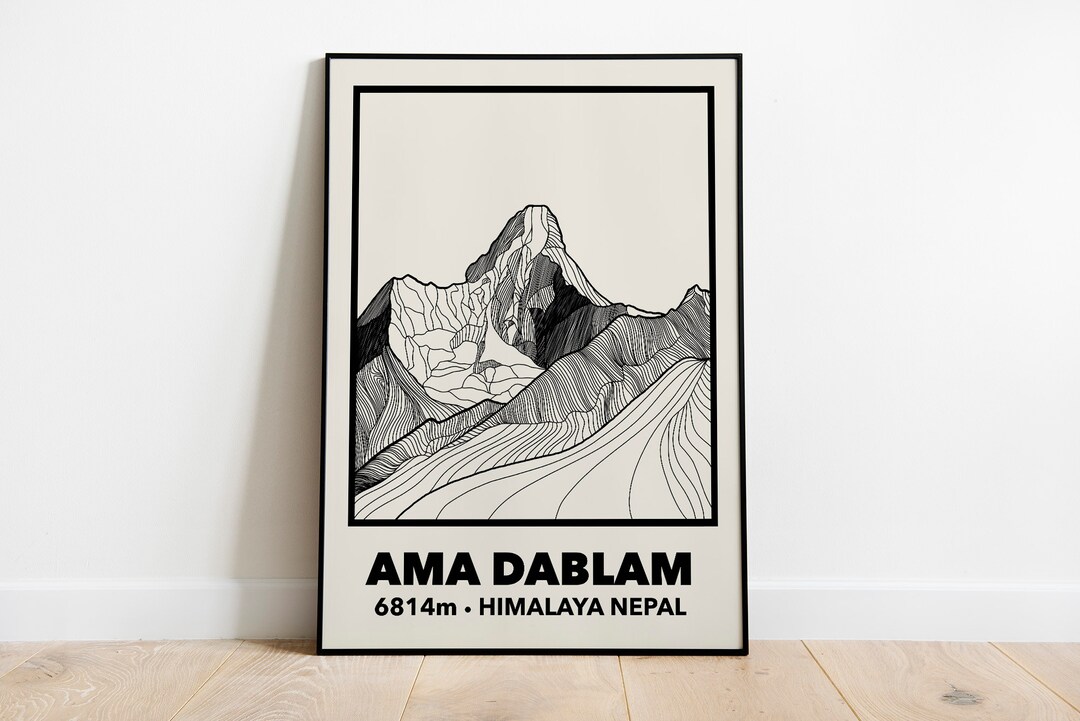 Ama Dablam Print • Hand-drawn Mountain Wall Art - Etsy