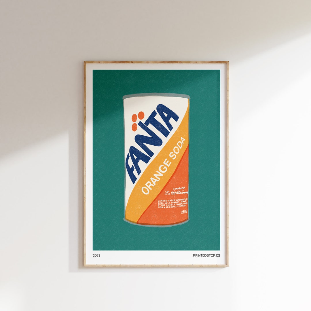 Can of Fanta Soda Poster • Food Prints, Vintage Drink Poster, Vintage ...