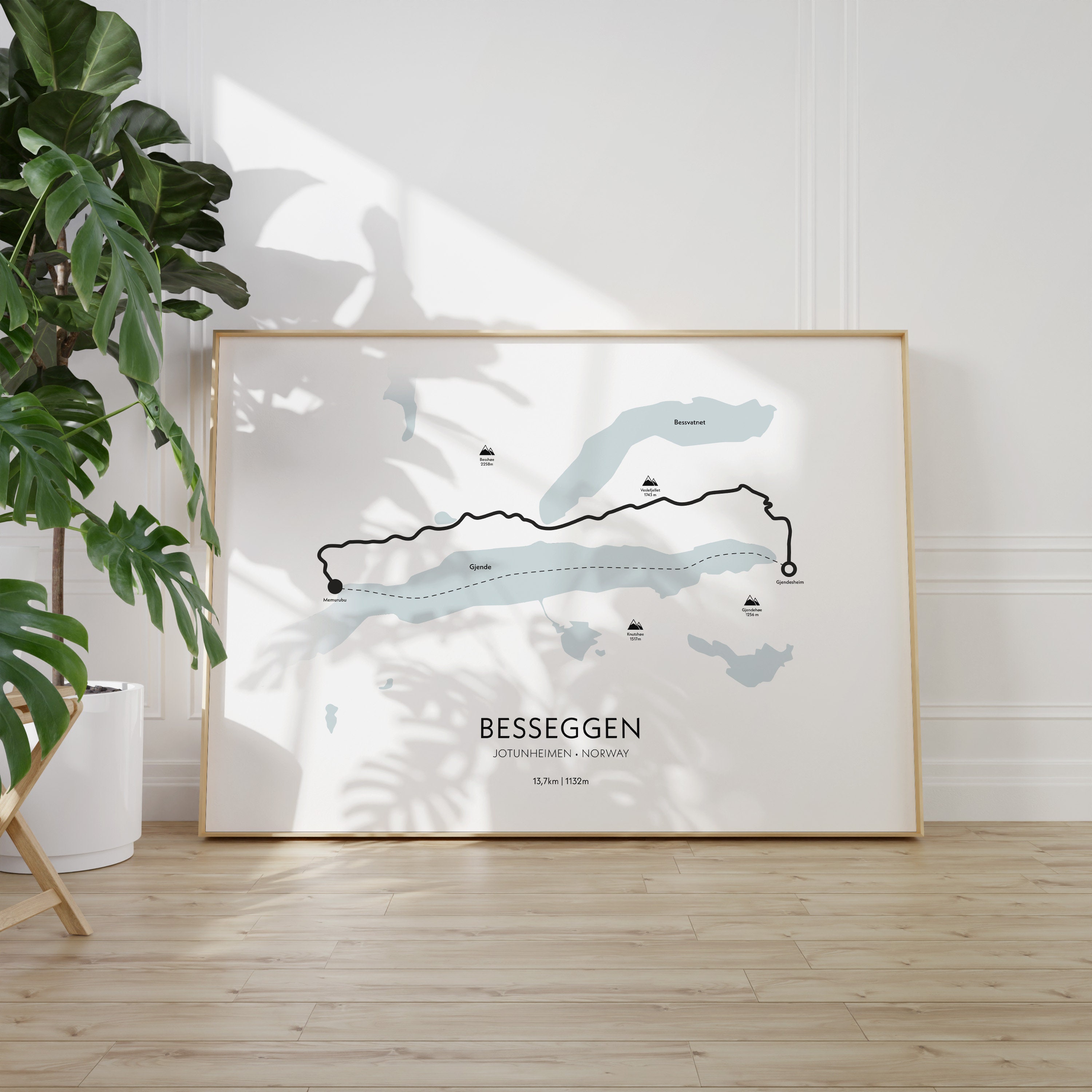 Besseggen Trail Poster Besseggen Map, Hiking Print, Minimalist Wall Art ...