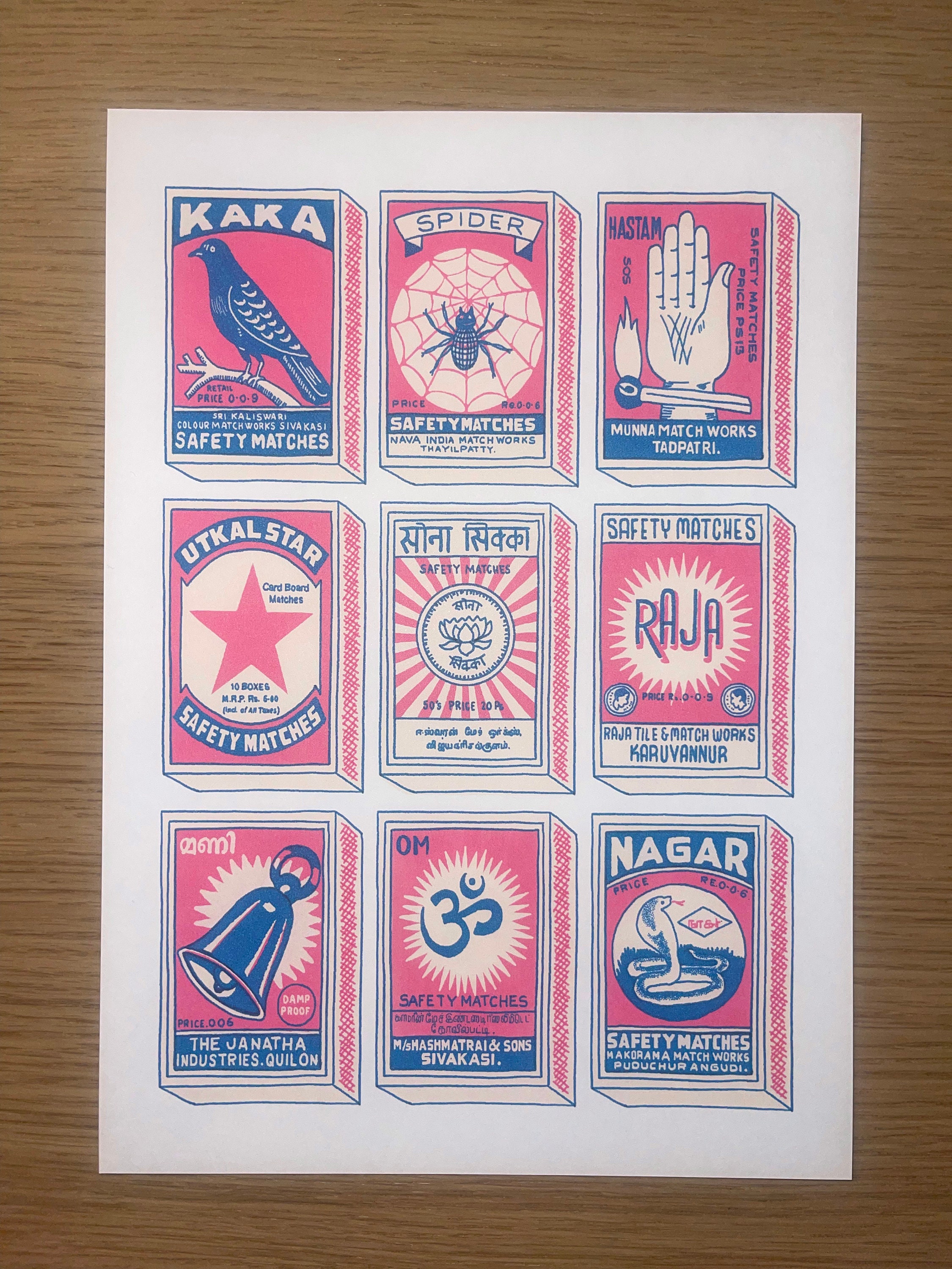 Retro Indian Matchboxes Poster Vintage Matchbox Poster, Colorful Art ...