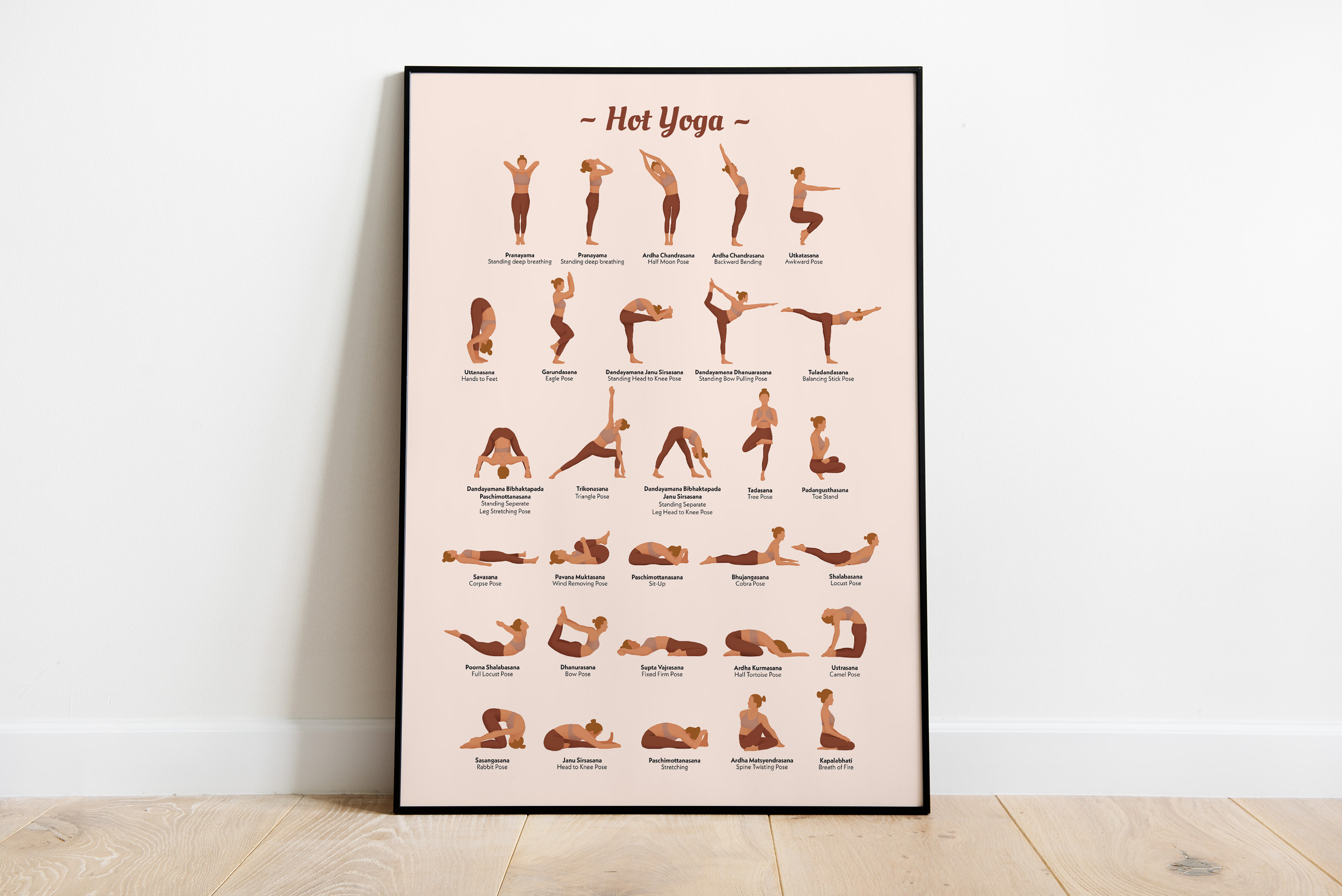Hot Yoga Poster Bikram Yoga, Yoga Poses Poster, Yoga Wall Art, Yoga ...