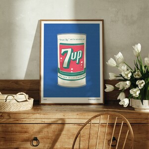 Can of Seven up Soda Poster • Food Print, Vintage Drink Poster, Vintage ...