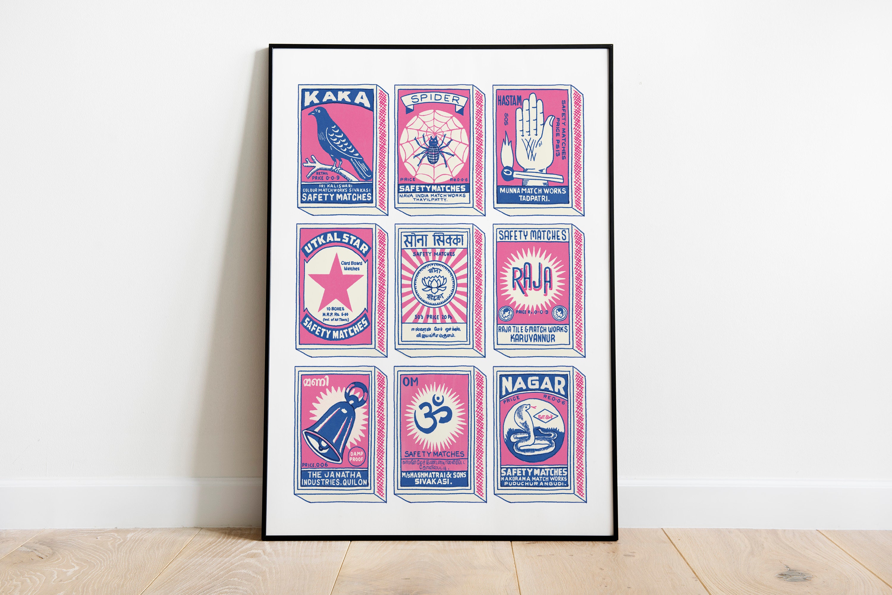 Retro Indian Matchboxes Poster Vintage Matchbox Poster, Colorful Art ...