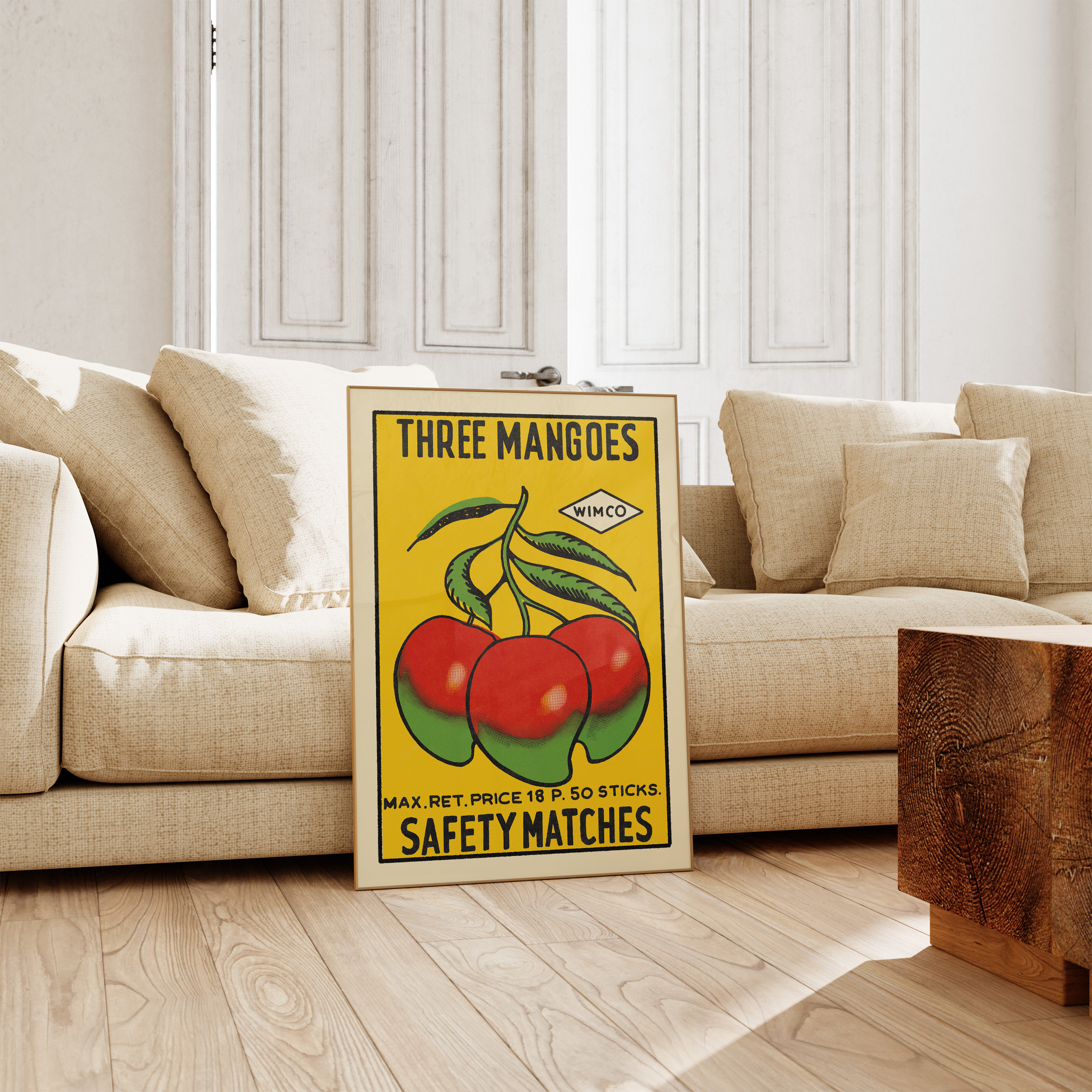 Retro Mangoes Matchbox Poster • Vintage India Art Print • Sizes 8x12 ...