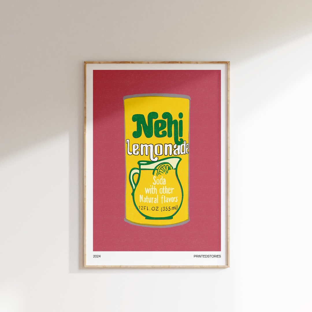 Can of Nehi Lemonade Poster • Food Print, Vintage Drink Poster, Vintage ...