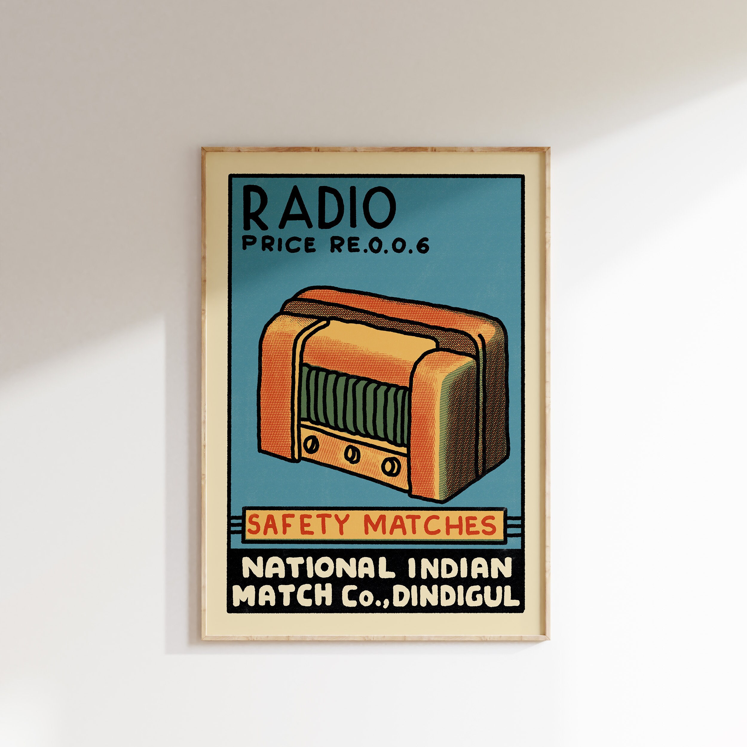 Retro Indian Matchbox Poster Radio Vintage Matchbox Poster, Colorful ...