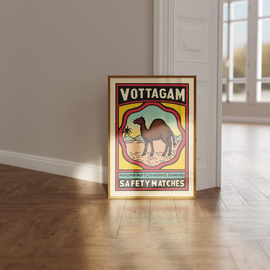 Retro Camel Matchbox Poster • Vintage India Art Print • Sizes 8x12 ...
