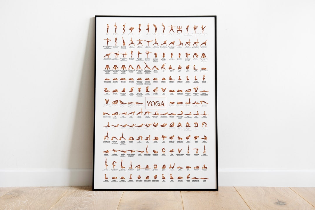 Yoga Poster • 156 Classic Yoga Poses Wall Art • Asana Chart Print ...