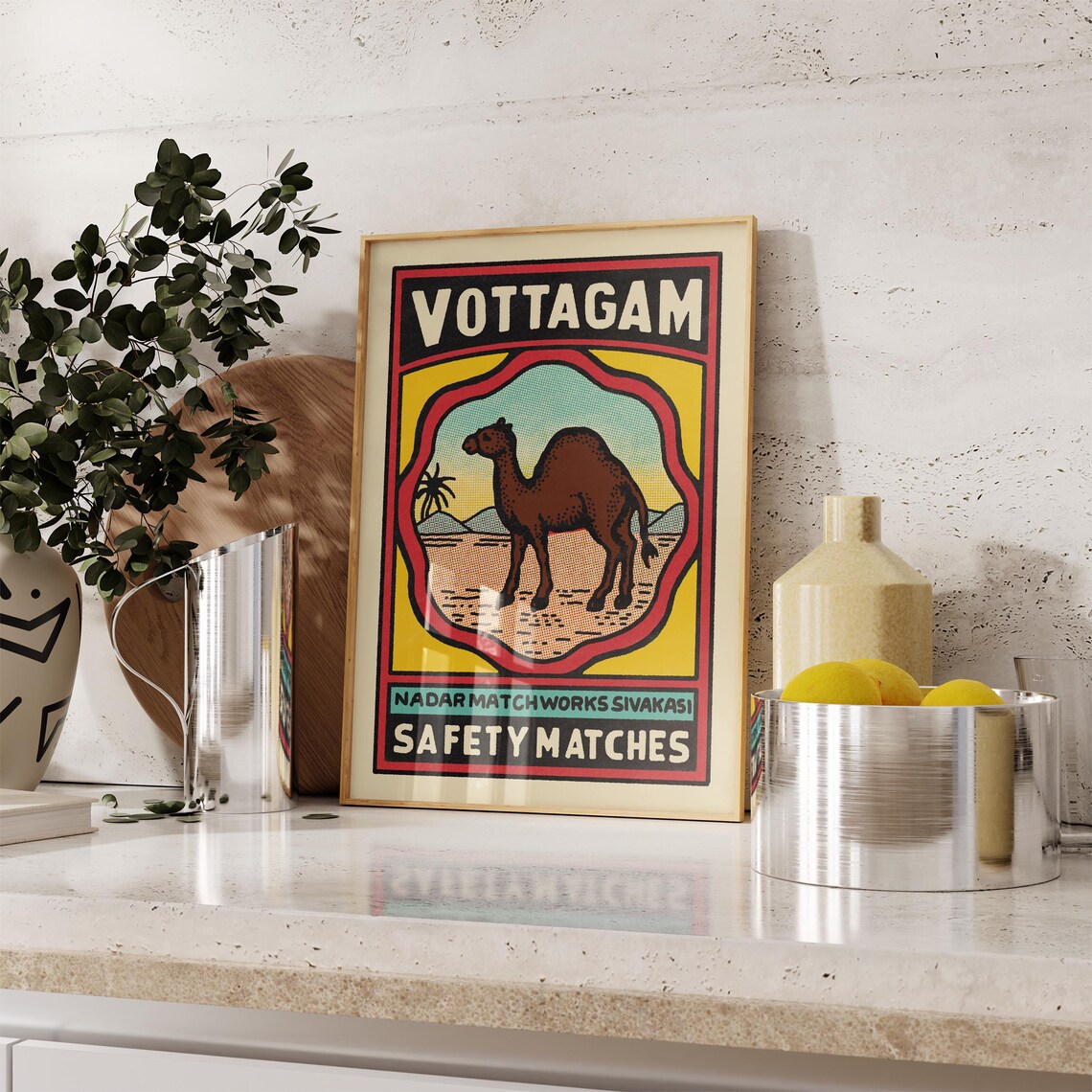 Retro Camel Matchbox Poster • Vintage India Art Print • Sizes 8x12 ...
