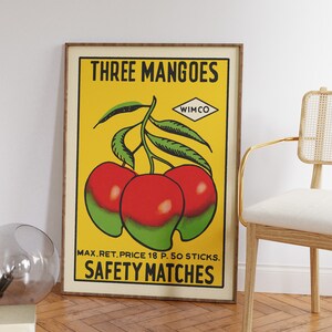 Retro Mangoes Matchbox Poster • Vintage India Art Print • Sizes 8x12 ...