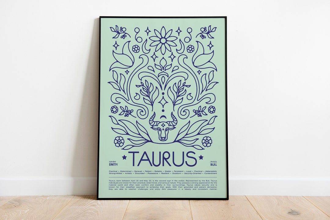 Taurus Poster, Horoscope Print, Astrology Wall Art, Tarot, Zodiac ...