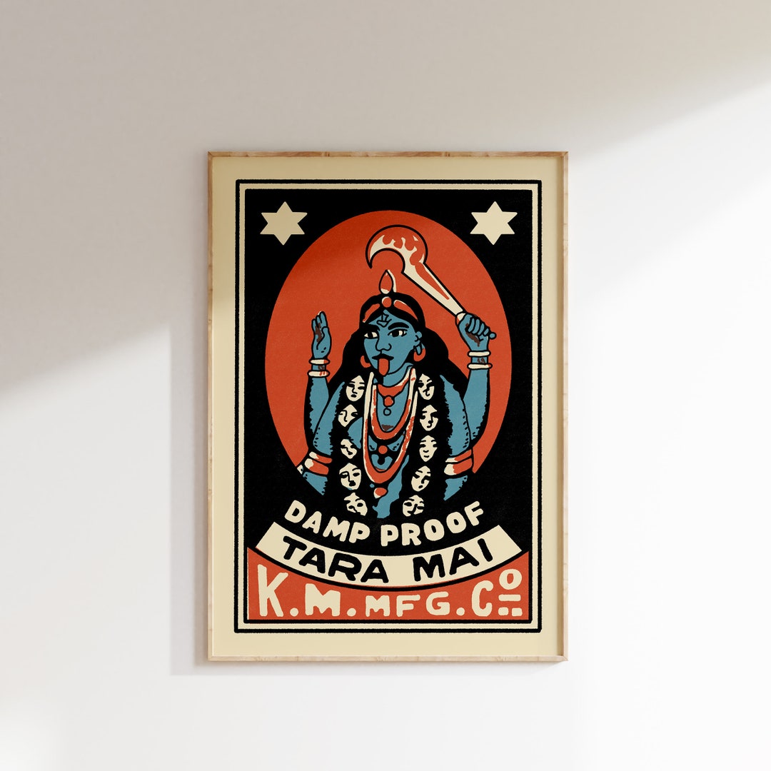 Retro Hindu Goddess Kali Matchbox Poster • Vintage India Art Print ...