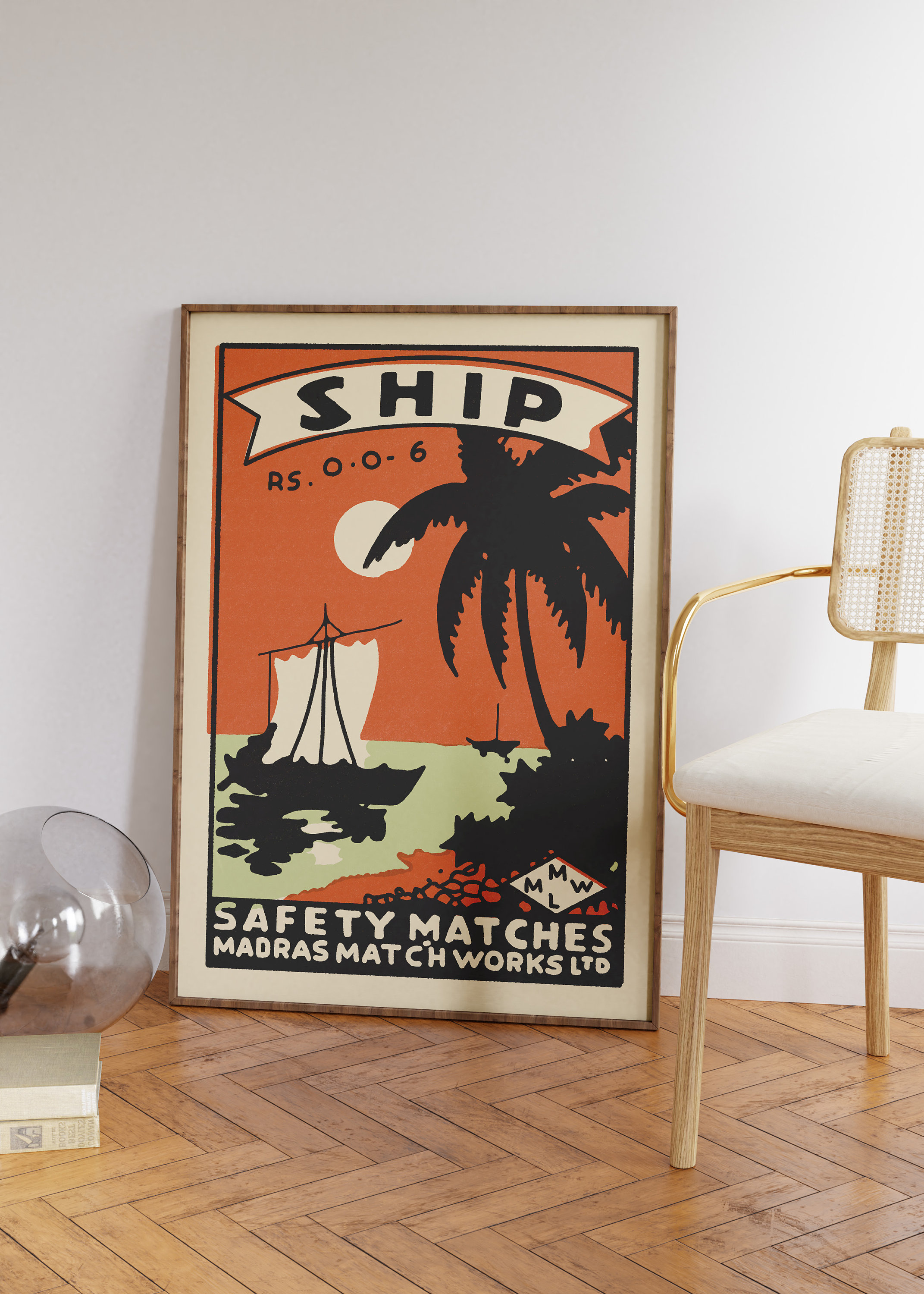 Retro Indian Matchbox Poster Ship Vintage Matchbox Poster, Colorful Art ...
