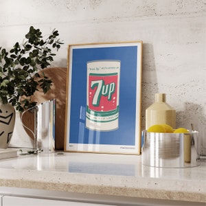 Can of Seven up Soda Poster • Food Print, Vintage Drink Poster, Vintage ...