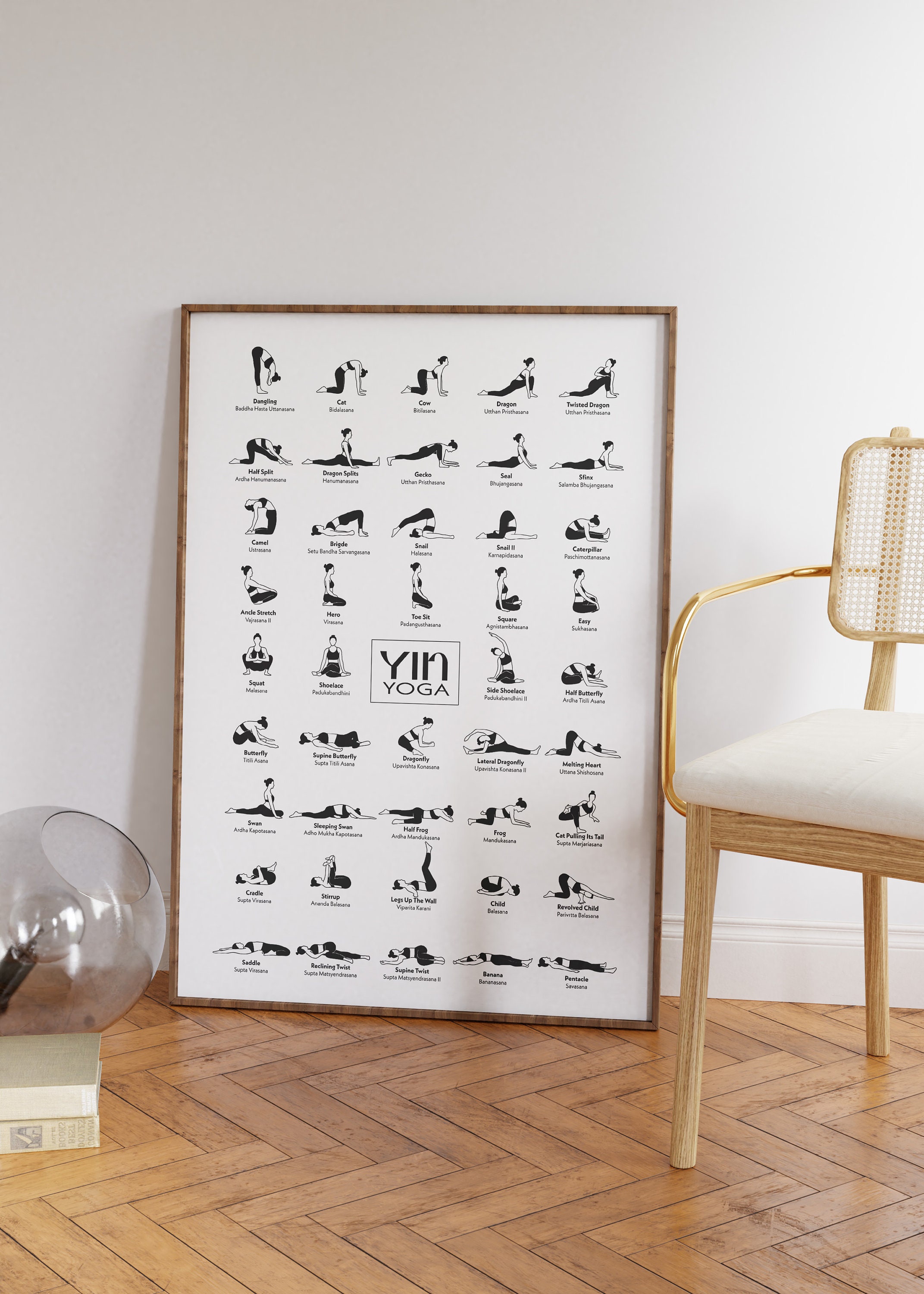 Yin Yoga Poster 44 Classic Yin Yoga Poses, Yoga Wall Art, Yoga Poses ...