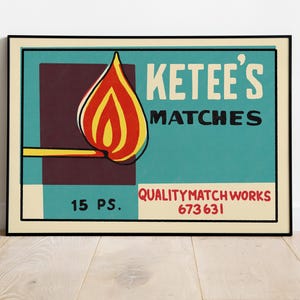 Retro Indian Matchbox Poster Fire Vintage Matchbox Poster, Colorful Art ...