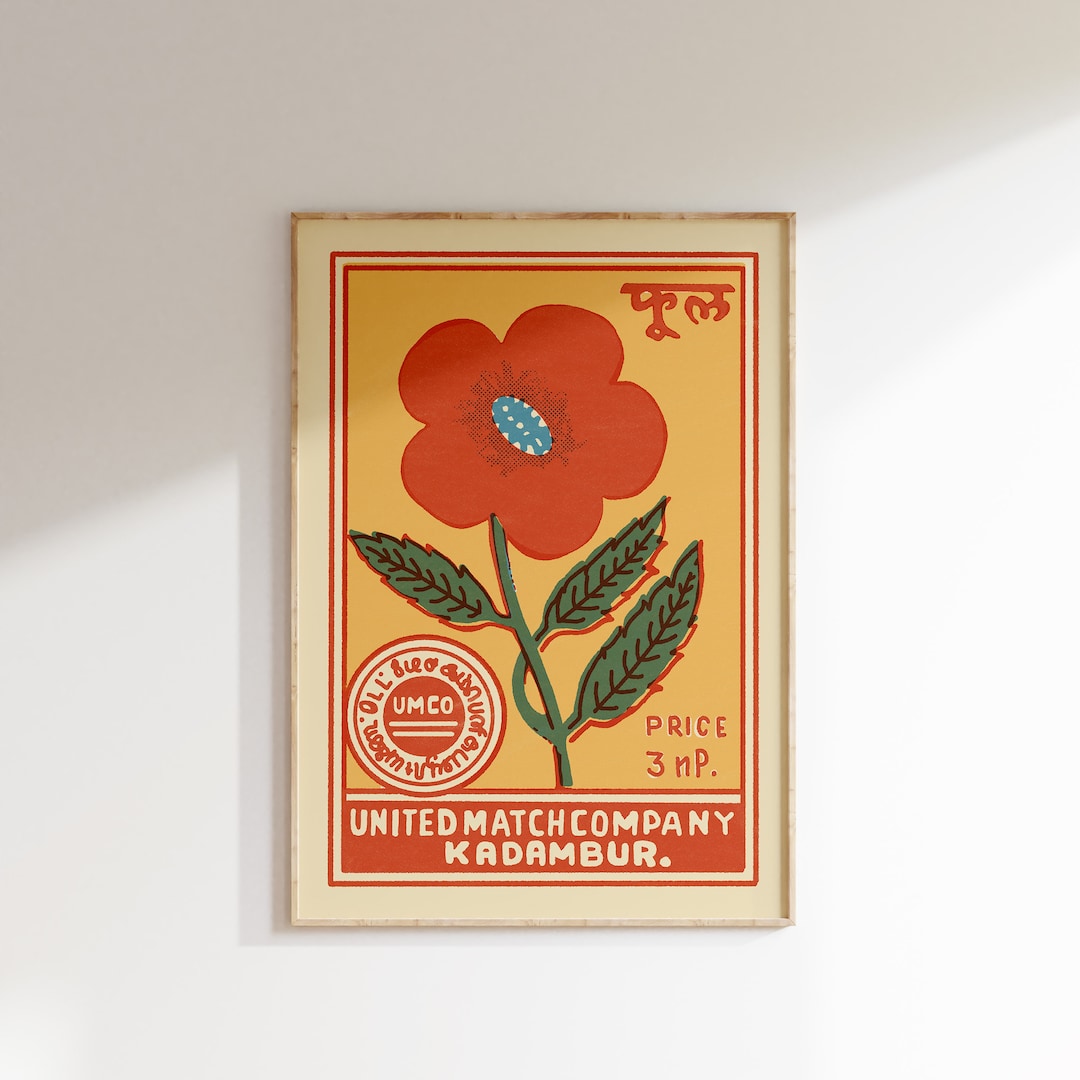 Retro Indian Matchbox Poster • Flower • Vintage Matchbox Poster ...