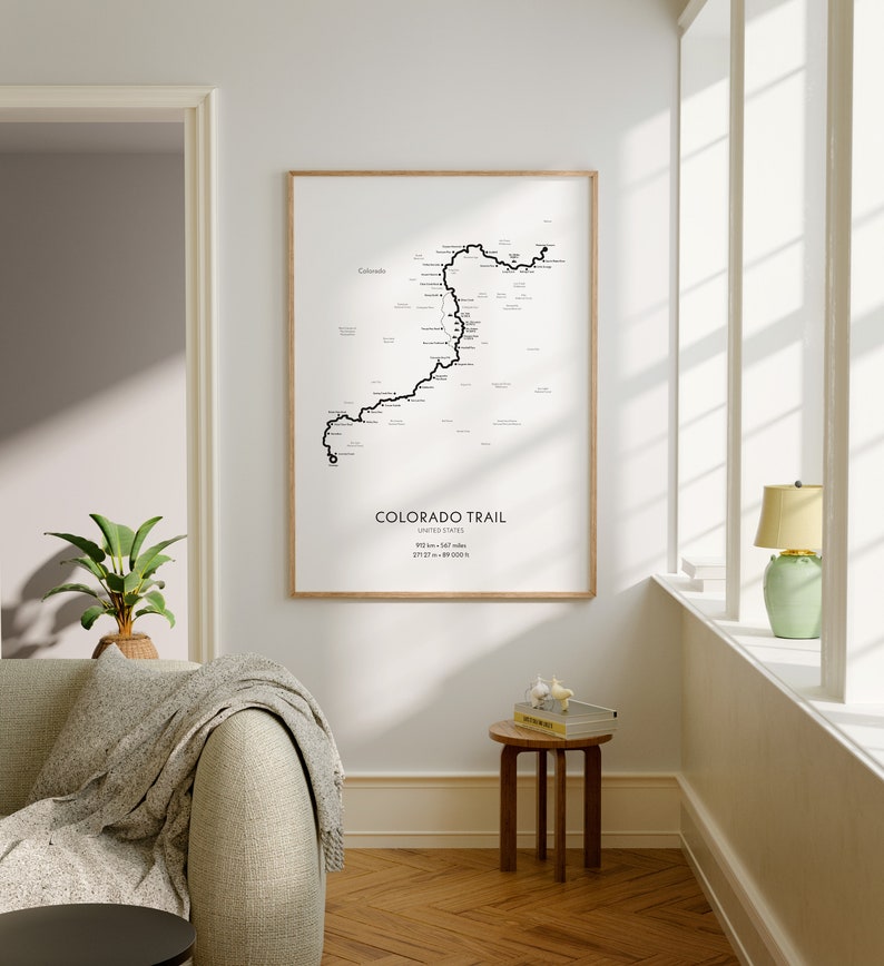 Colorado Trail Poster • Hiking Map Wall Art Print • Sizes 12x16 ...