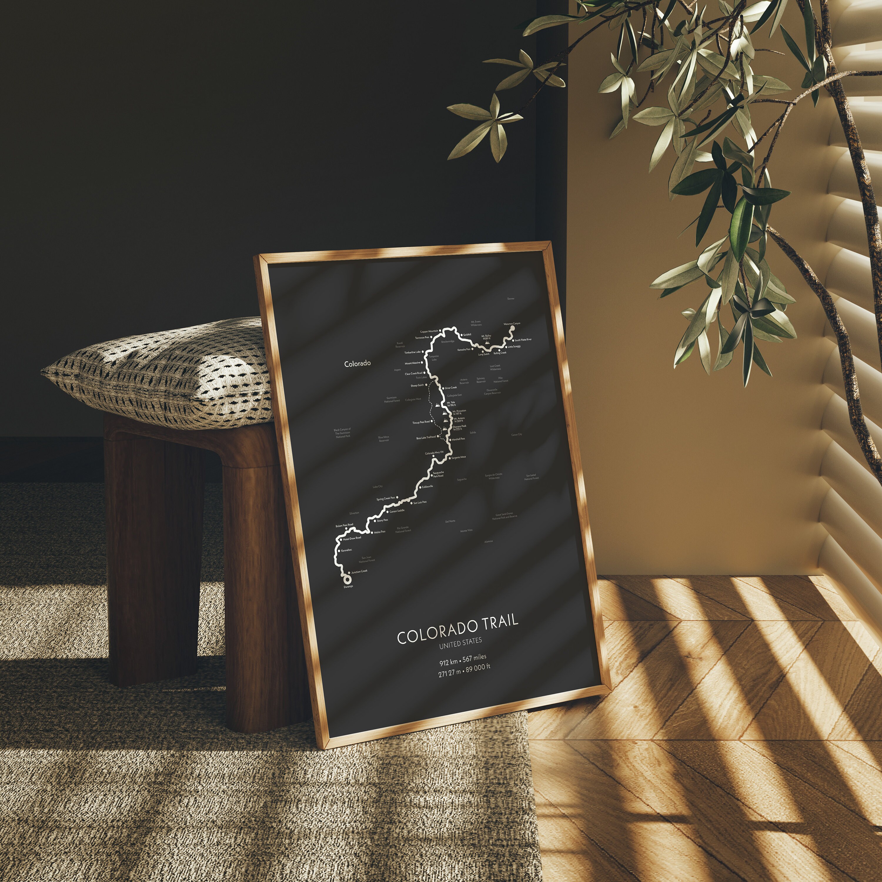 Colorado Trail Poster • Hiking Map Wall Art Print • Sizes 12x16 ...