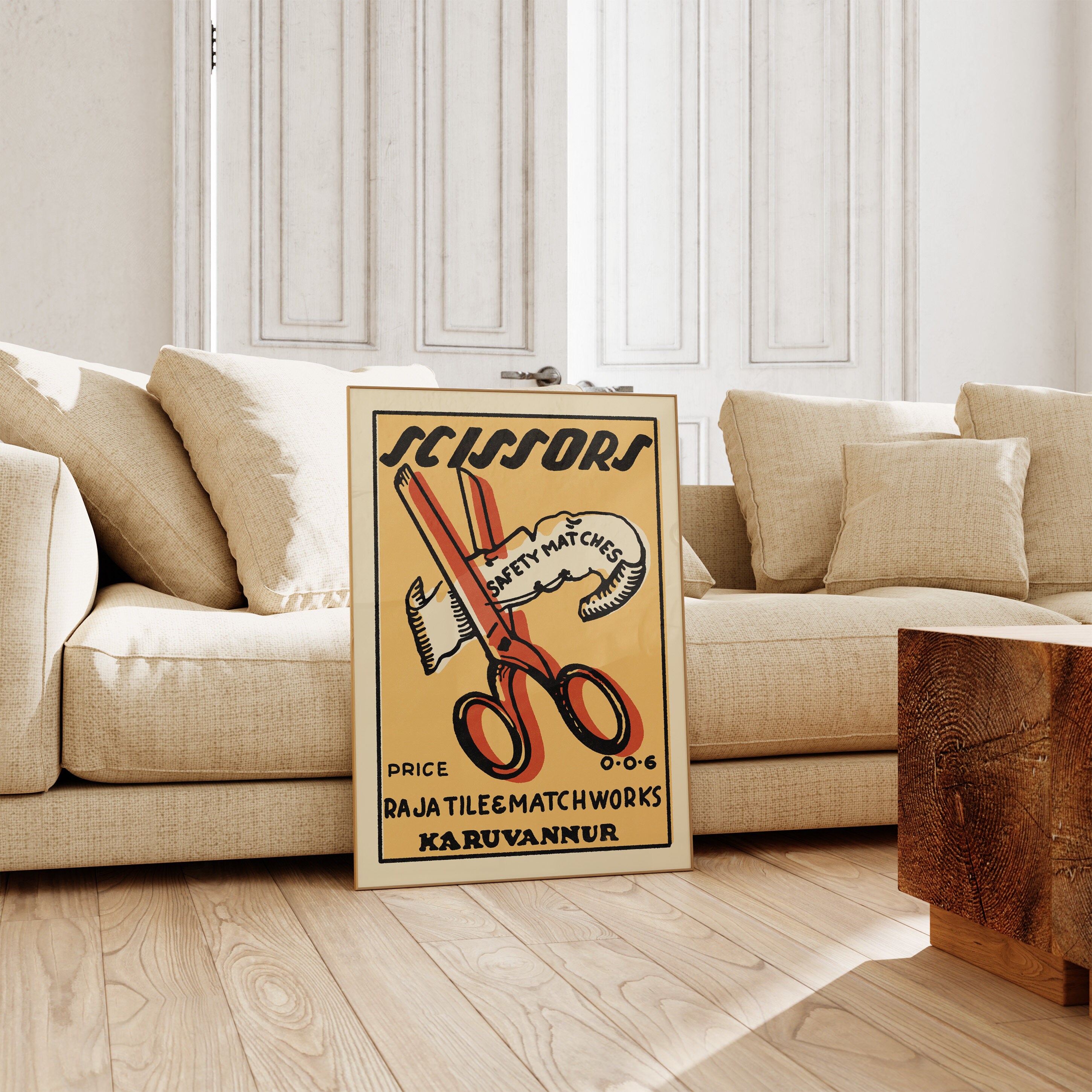 Retro Indian Matchbox Poster Scissors Vintage Matchbox Poster, Colorful ...