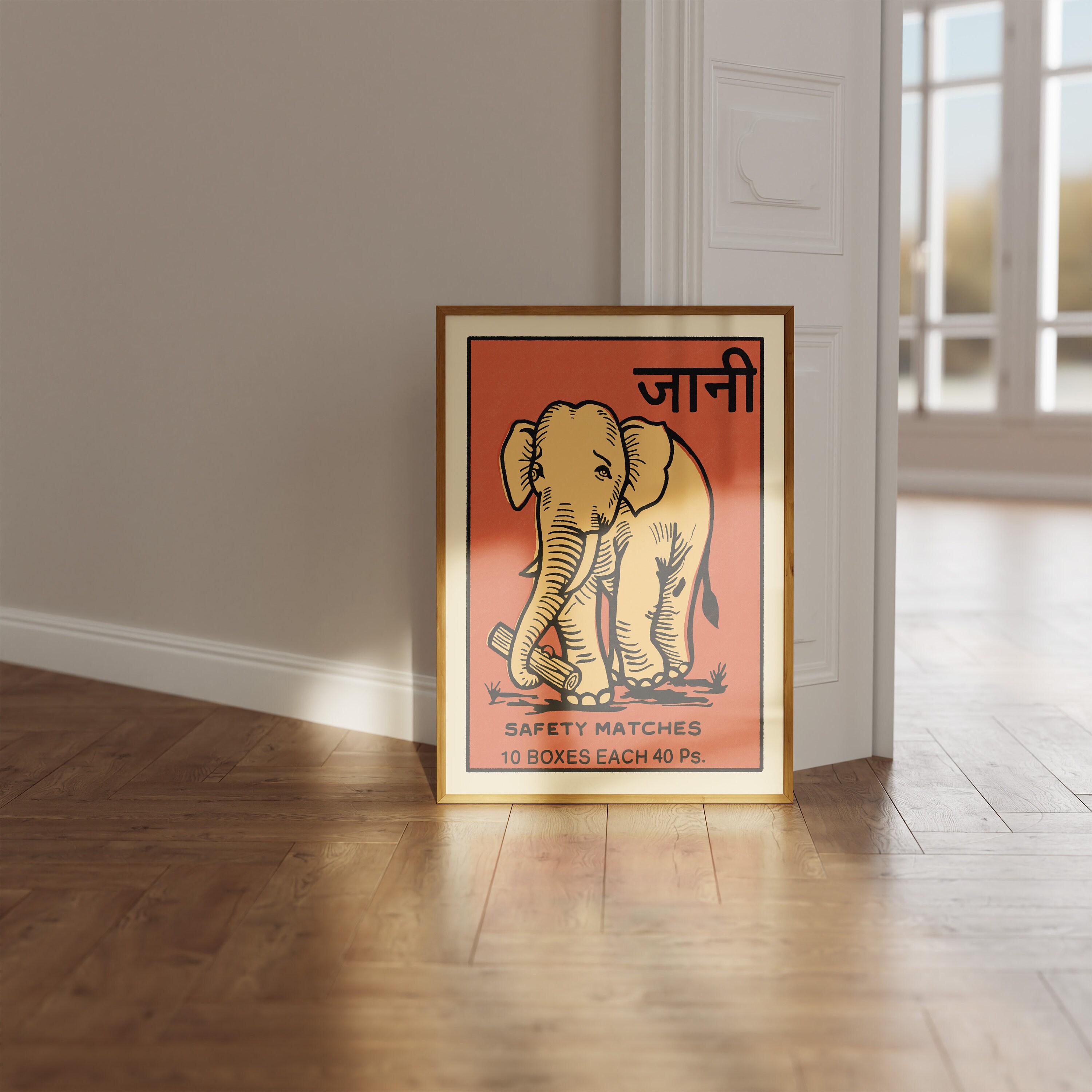 Retro Indian Matchbox Poster Elephant Vintage Matchbox Poster, Colorful ...