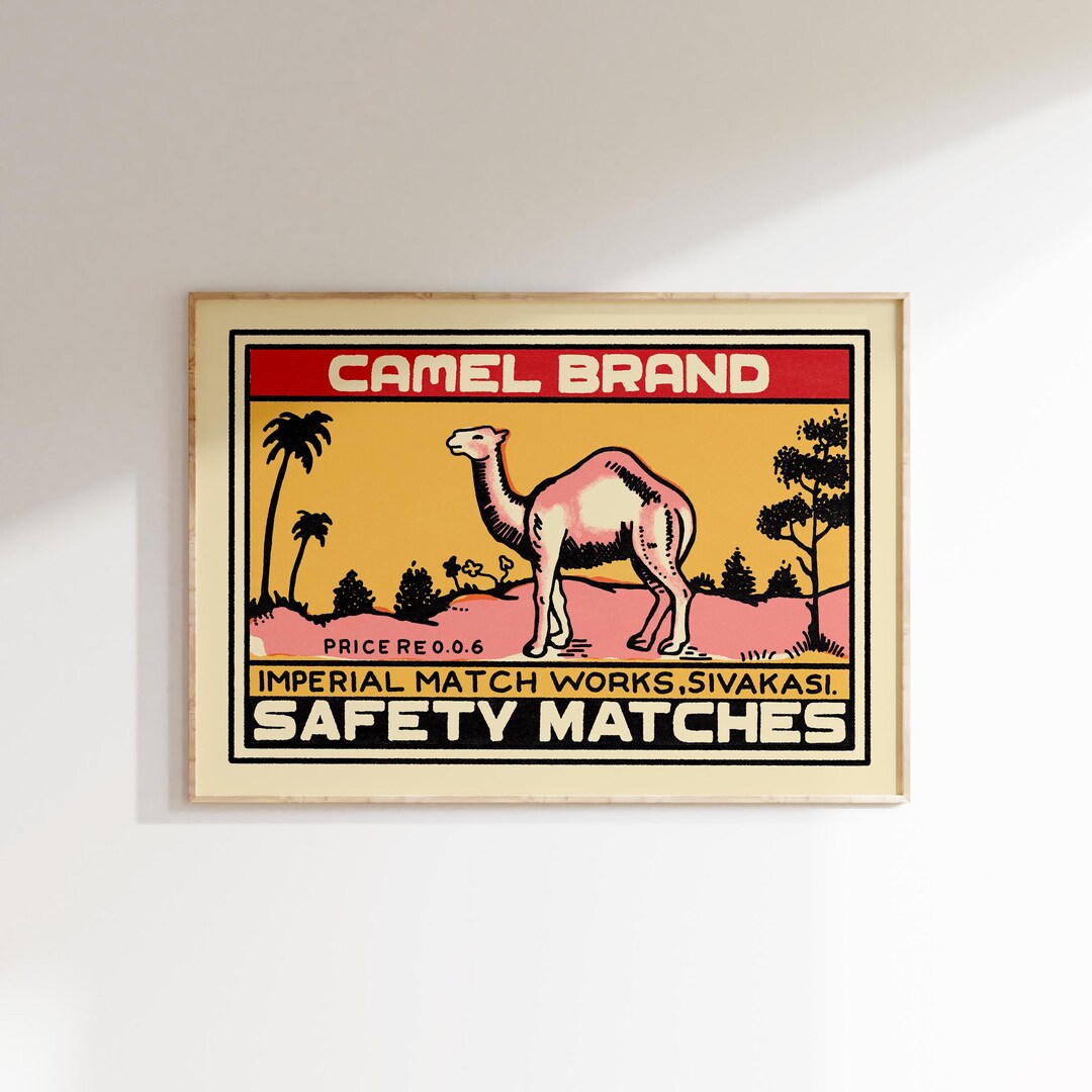 Retro Indian Matchbox Poster Camel Vintage Matchbox Poster, Colorful ...