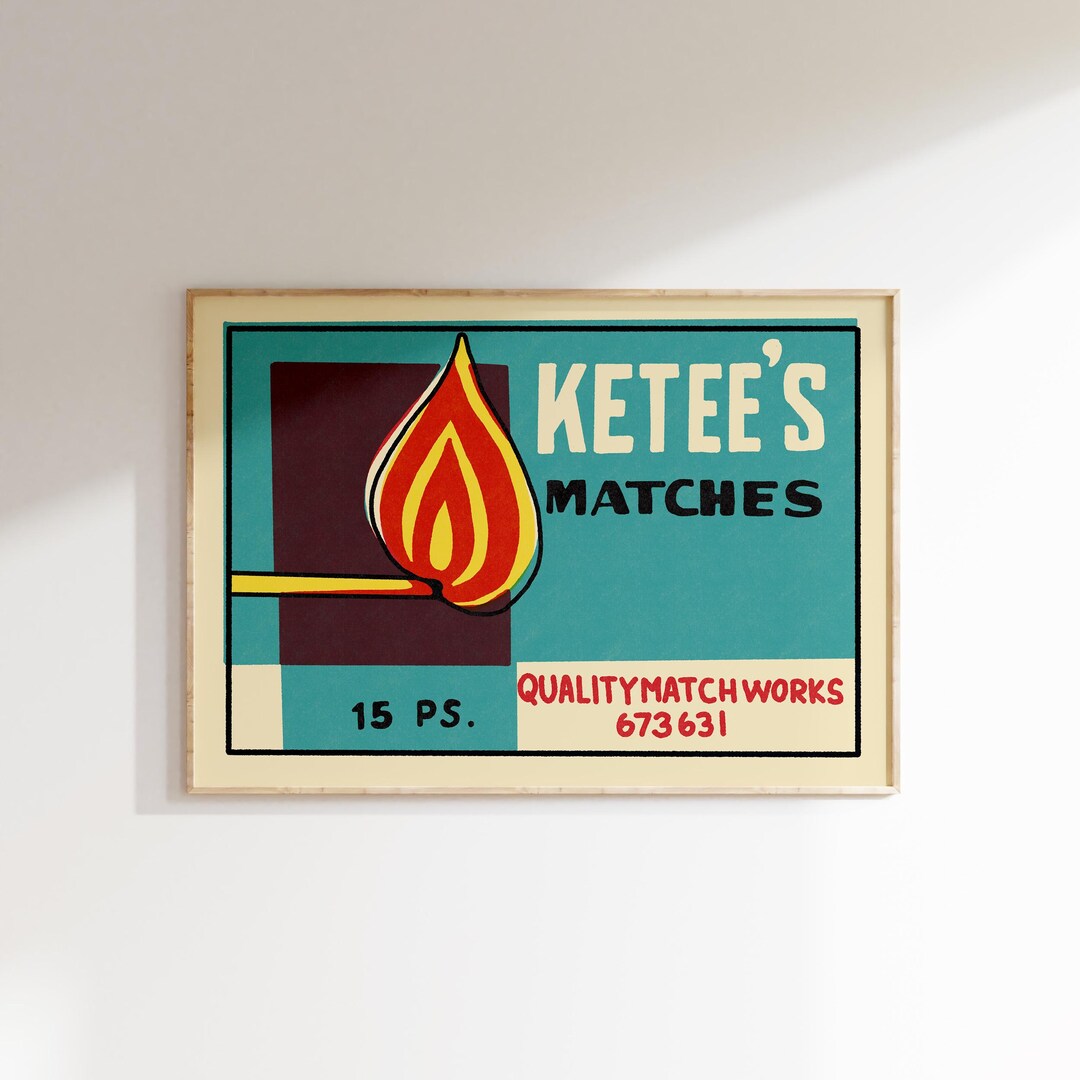 Retro Indian Matchbox Poster Fire Vintage Matchbox Poster, Colorful Art ...